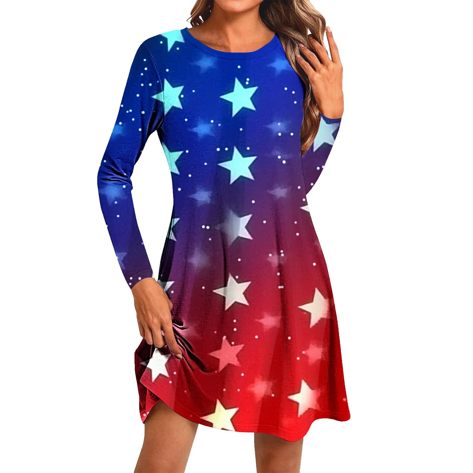 Colorful Ladies Lounge Dresses Long Sleeve Dresses for Juniors Crew ...