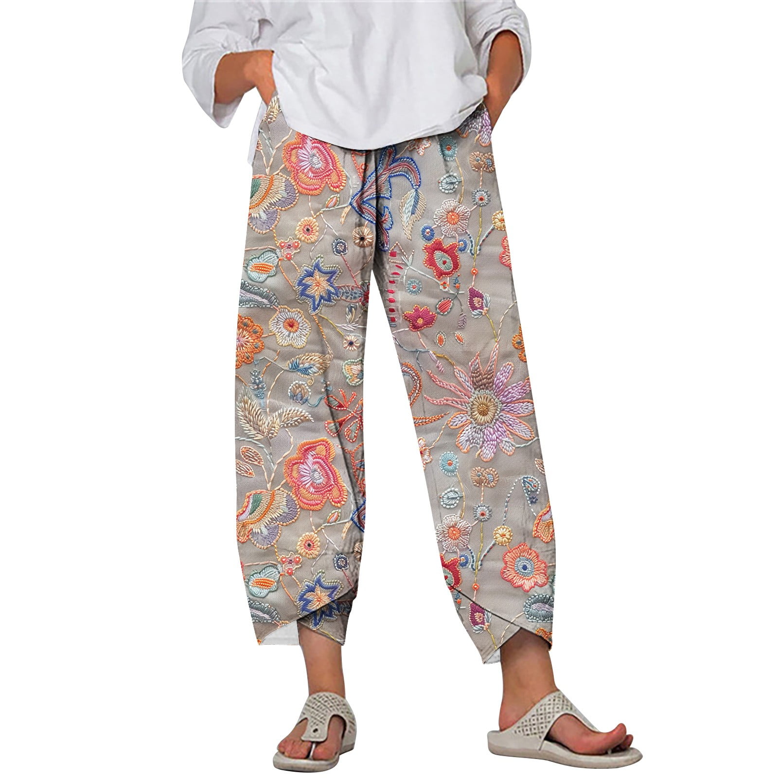 Colorful Ladies Medieval Capri Renaissance Peasant Straight Leg Long ...
