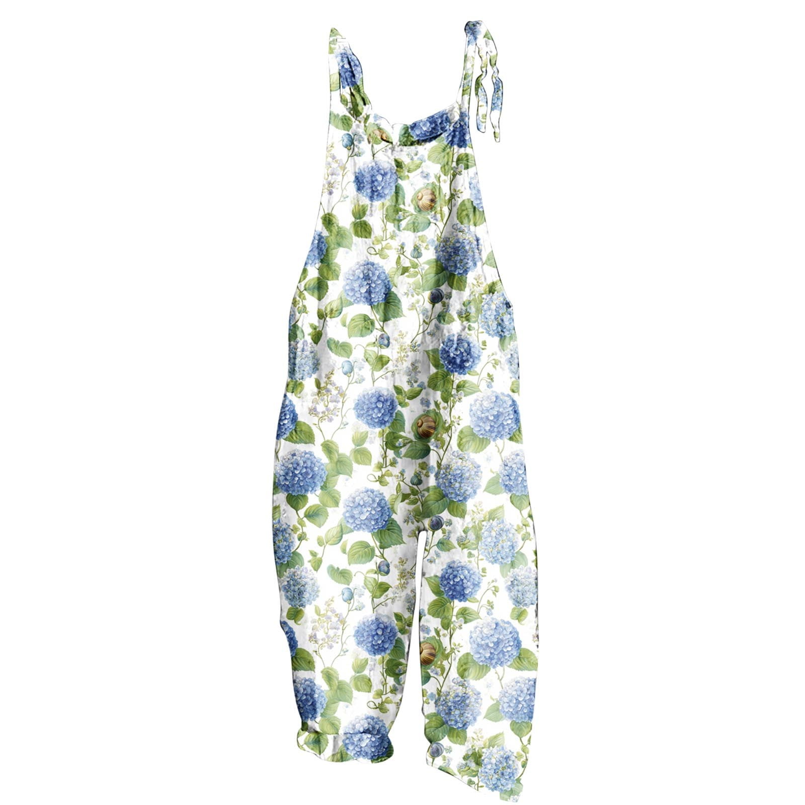 Colorful Ladies Overalls Floral Graphic Loose Fit Bib Pants Trousers ...