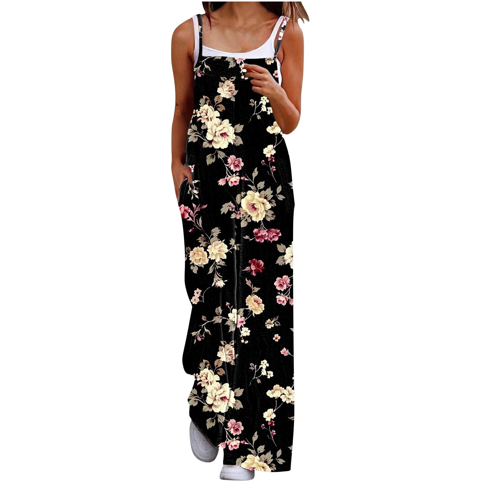 Colorful Ladies Pants Lounge Overalls Pants Unitard for Women Flower ...