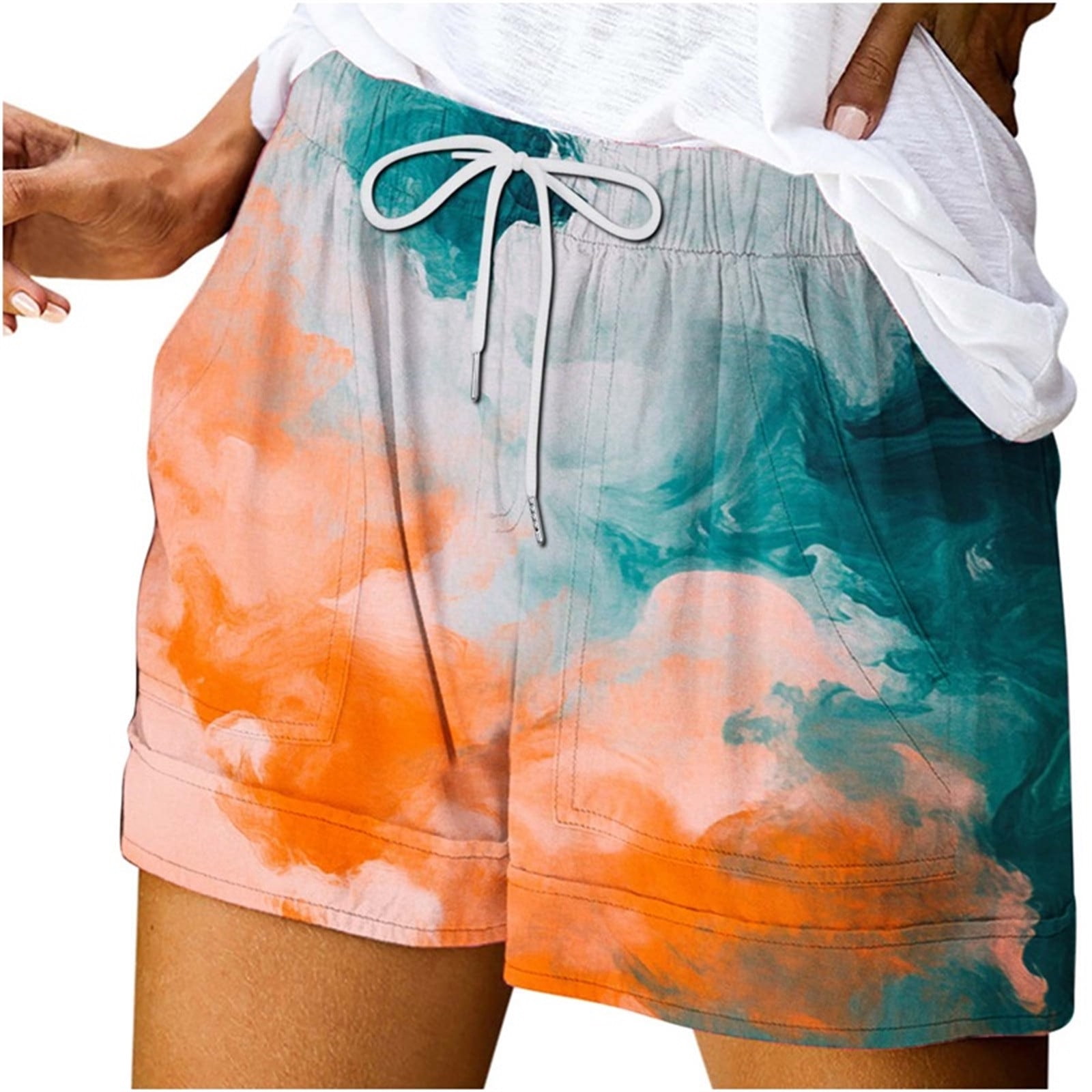 Colorful Ladies Shorts Graphic Loose Fit Shorts for Women Lace Spandex ...