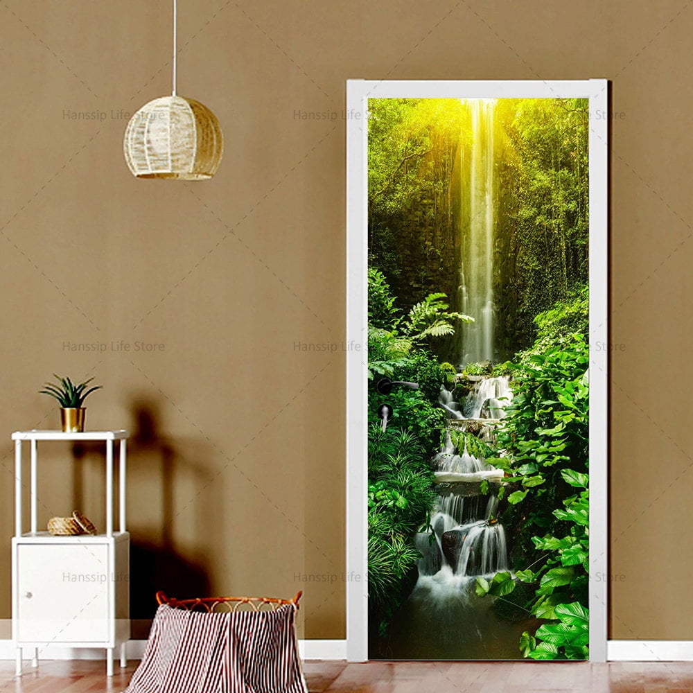 Colorful Landscape Door Stickers Vinyl PVC Instant Tear Off Suitable ...