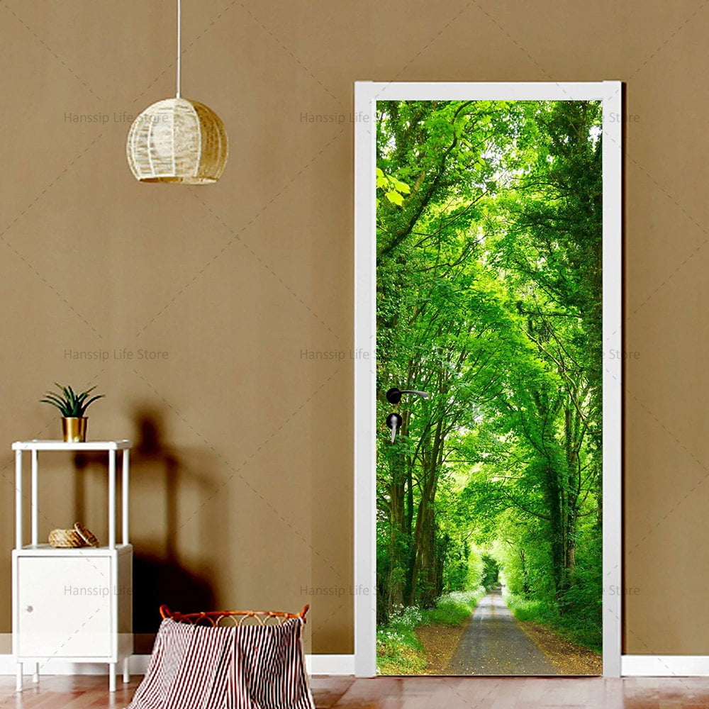 Colorful Landscape Door Stickers Vinyl PVC Instant Tear Off Suitable ...