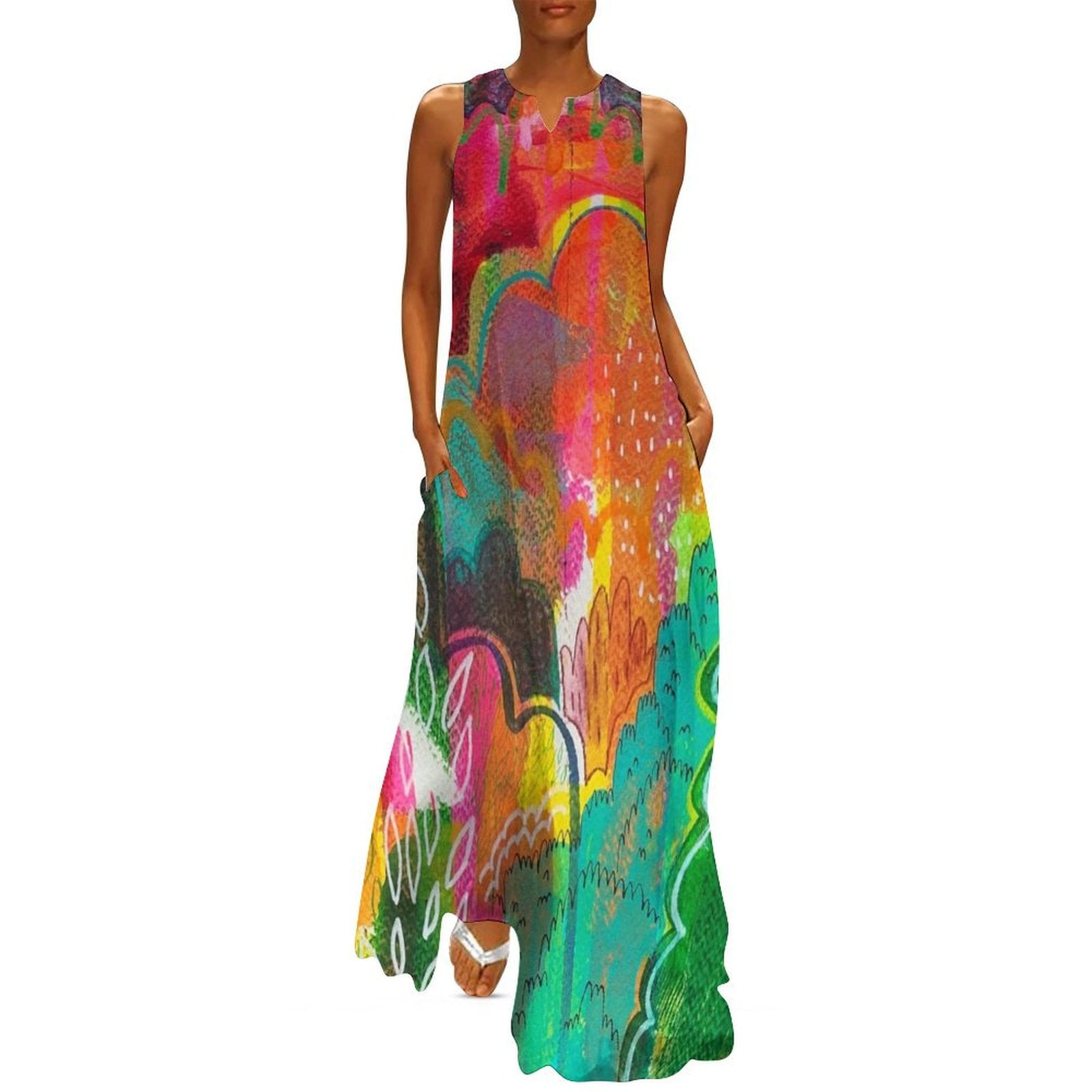 Colorful Landscape Long Dress dress party evening elegant luxury ...