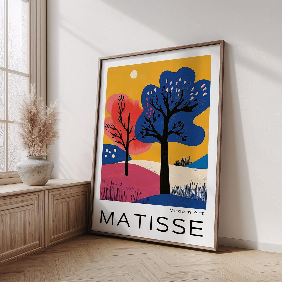 Colorful Landscape Poster Modern Art Blue Tree Wall Decor Botanical ...