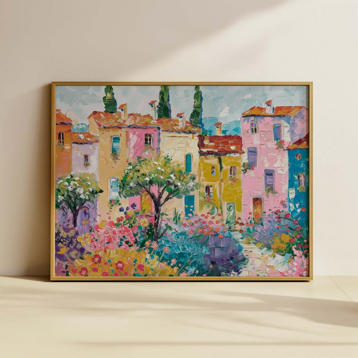 Colorful Landscape Wall Art, Pastel Oil Painting Style Able Picture ...