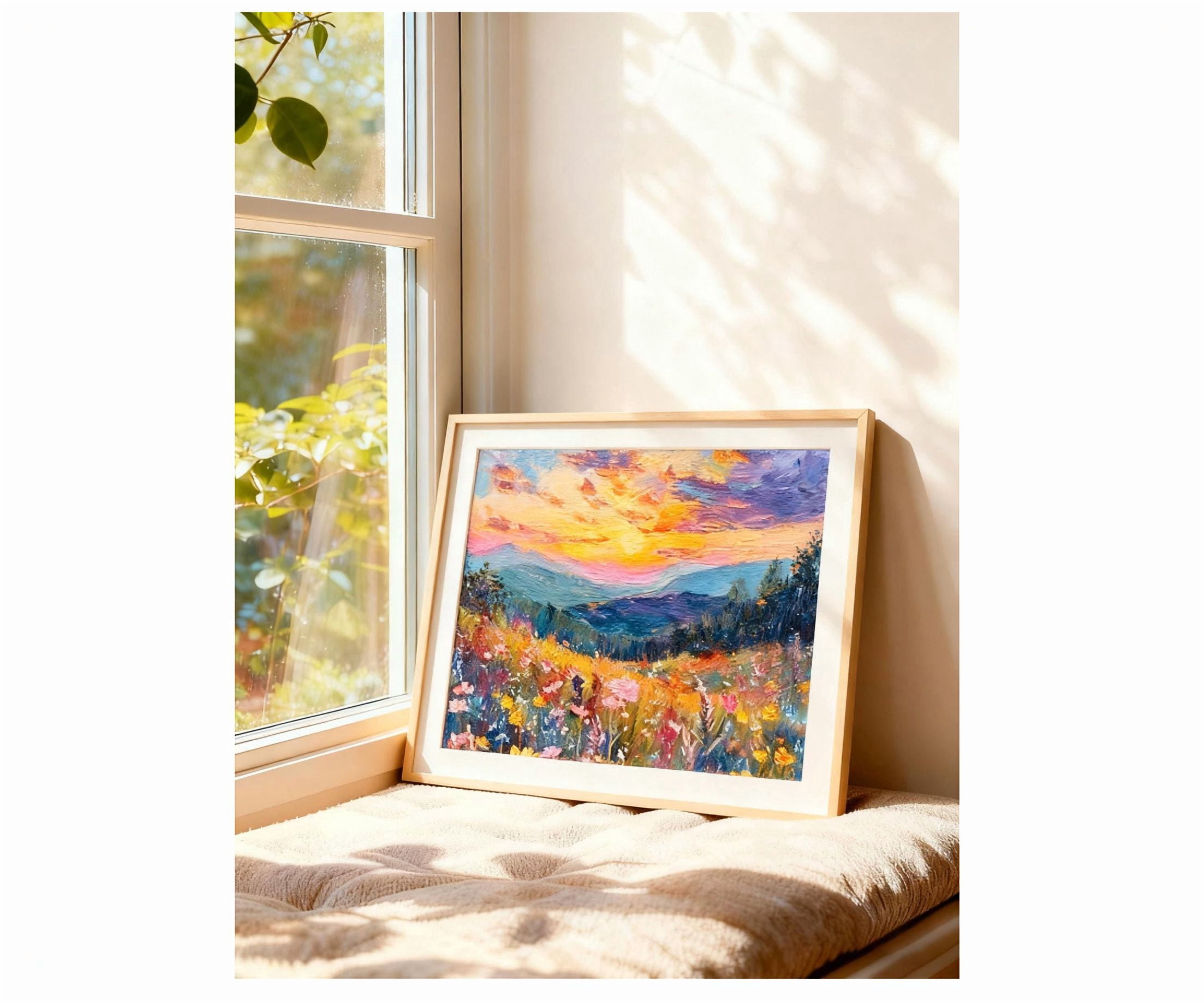 Colorful Landscape Wall Art Sunset Mountain Painting Poster ...