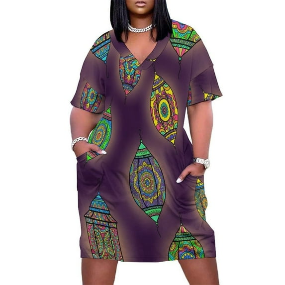 Colorful Lanterns Pattern Design Loose Pocket Dress Dresses Summer ...