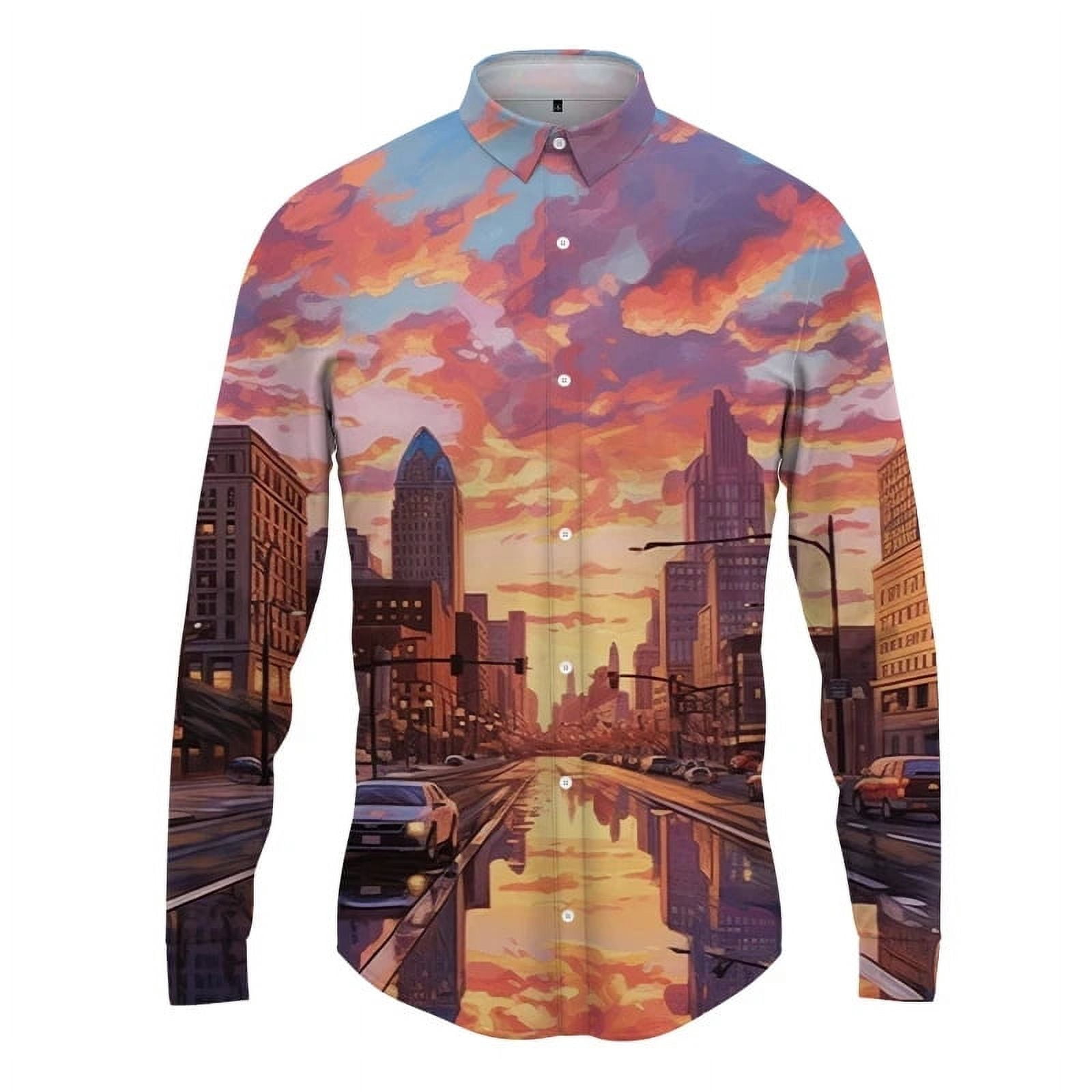 Colorful Lapel Men's Shirt 3D Printed ManWomen Casual Fashion Long ...