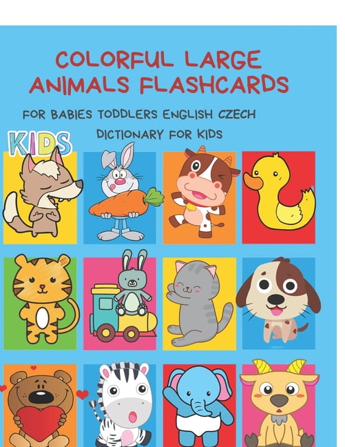 Colorful Large Animals Flashcards for Babies Toddlers English Czech ...
