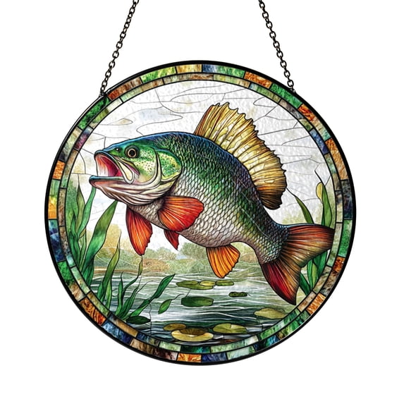 Colorful Largemouth Bass Faux Stained Glass Suncatcher – Window Hanging ...