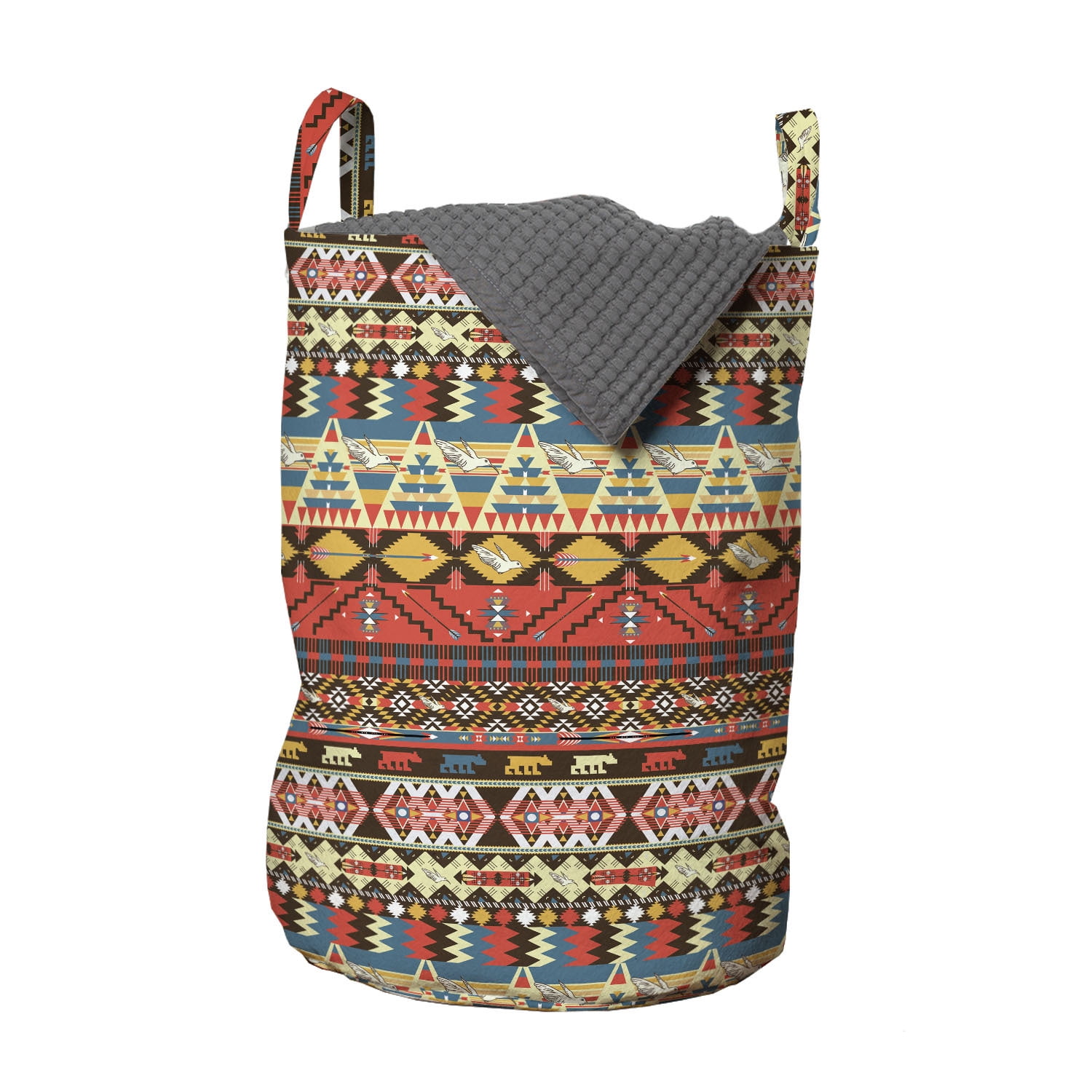 Colorful Laundry Bag, Aztec Pattern with Birds Flowers and Arrows ...
