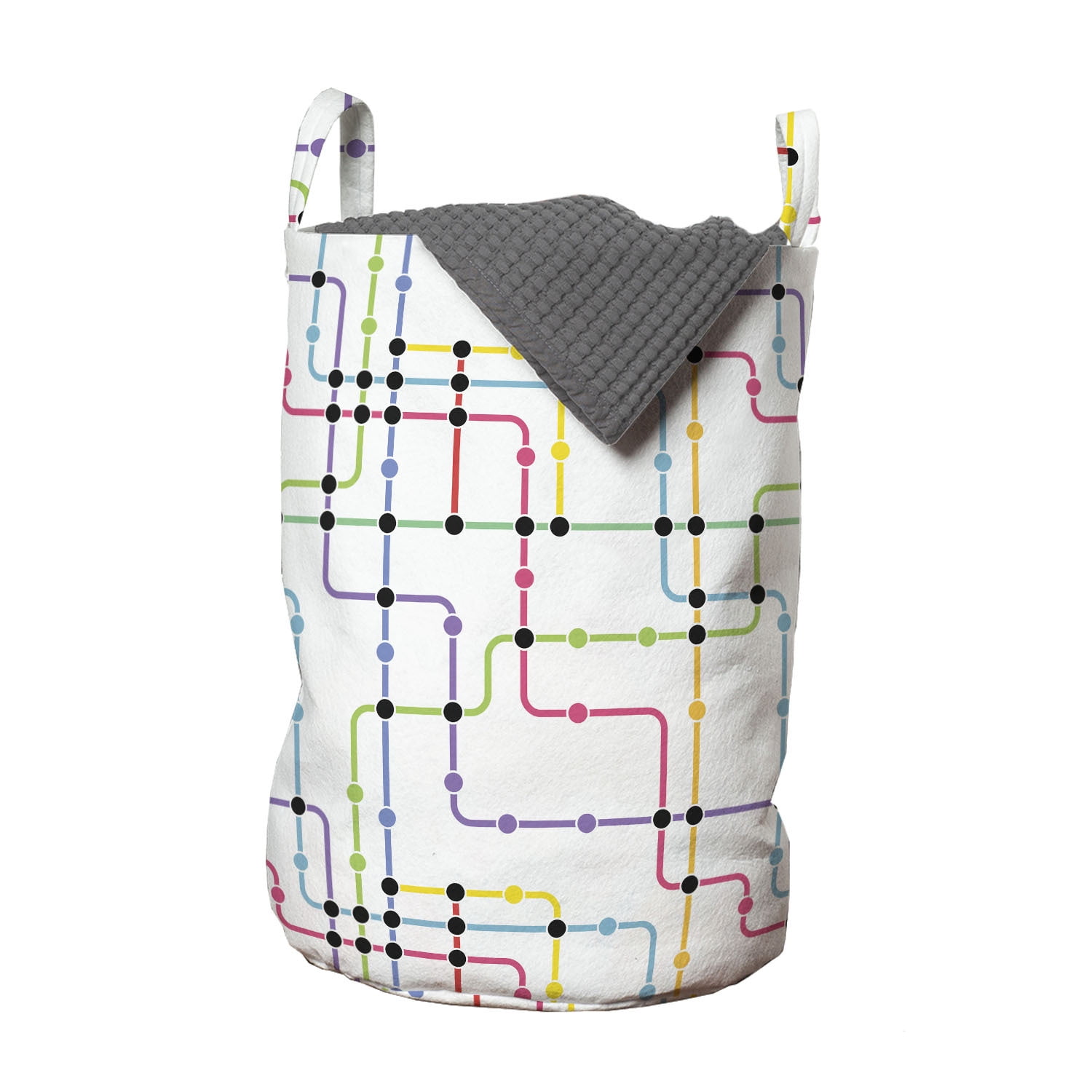 Colorful Laundry Bag, Metro Scheme with Vivid Colored Intricate Lines ...