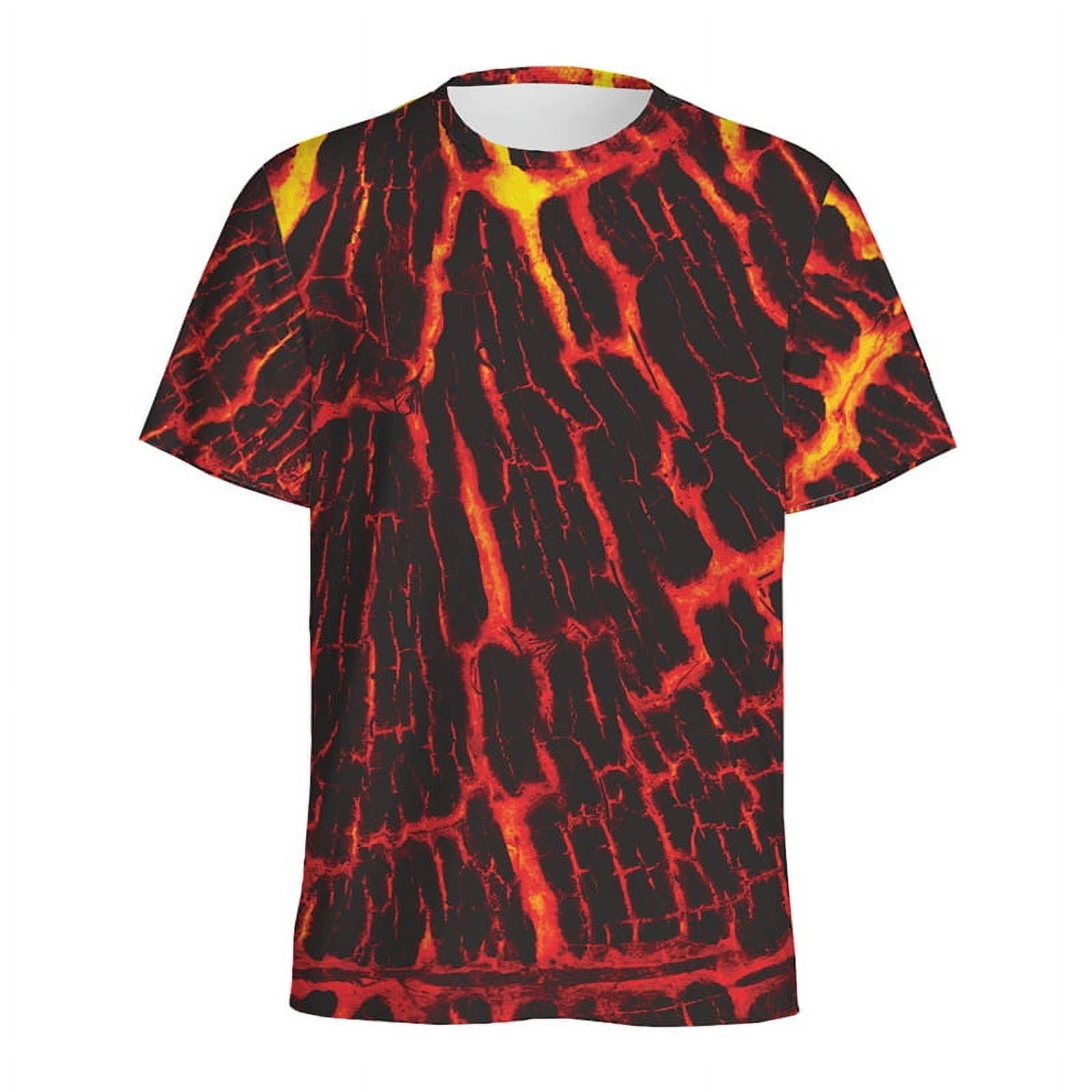 Colorful Lava Erupting Pattern Tshirt For Men Fashion Crew Neck Short ...