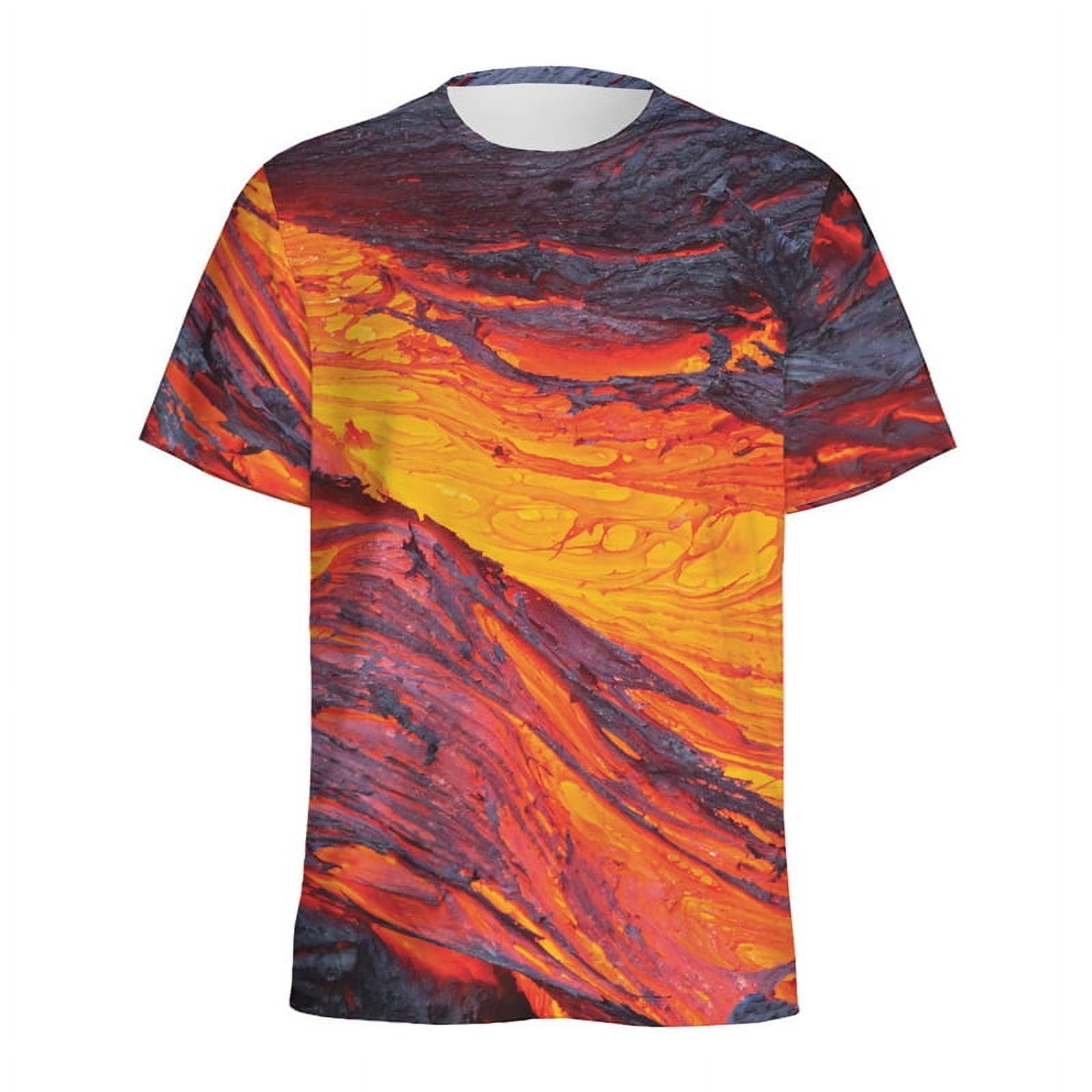 Colorful Lava Erupting Pattern Tshirt For Men Fashion Crew Neck Short ...
