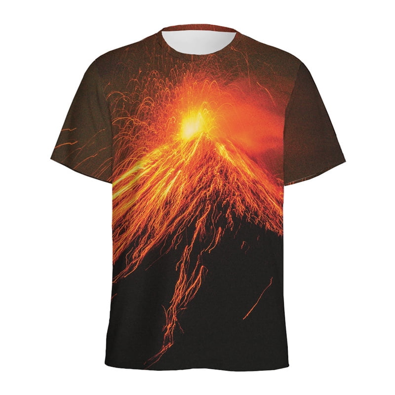 Colorful Lava Erupting Pattern Tshirt For Men Fashion Crew Neck Short ...