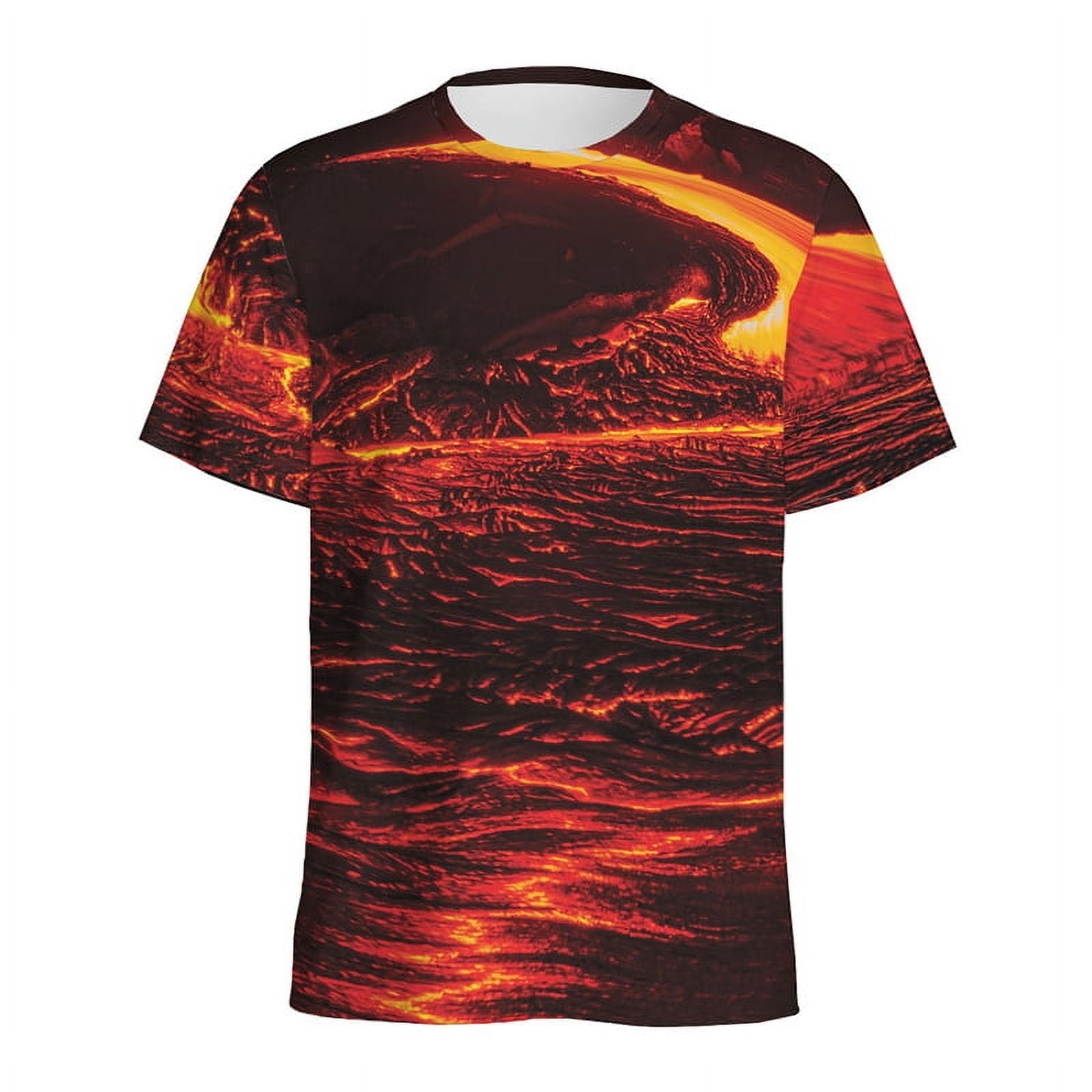 Colorful Lava Erupting Pattern Tshirt For Men Fashion Crew Neck Short ...
