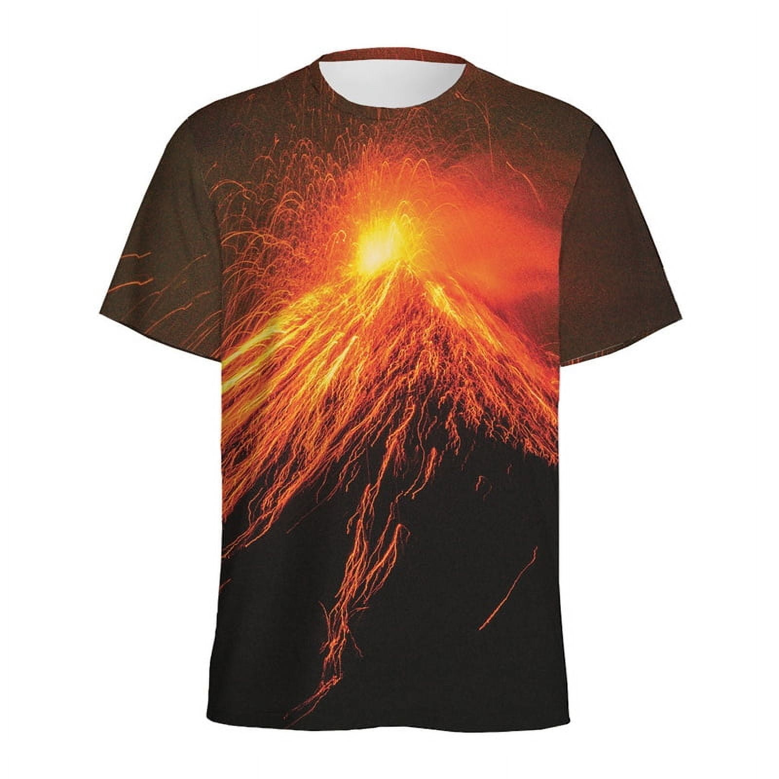 Colorful Lava Erupting Pattern Tshirt For Men Fashion Crew Neck Short ...