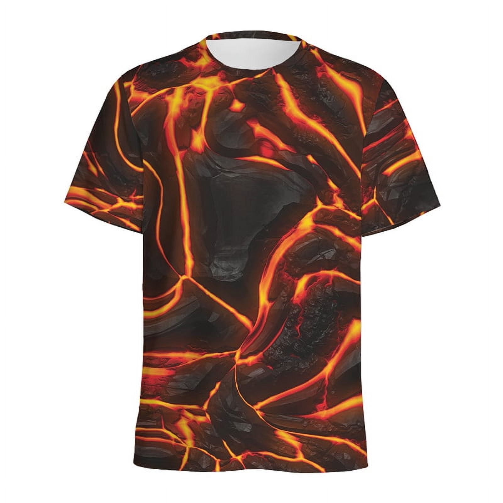 Colorful Lava Erupting Pattern Tshirt For Men Fashion Crew Neck Short ...