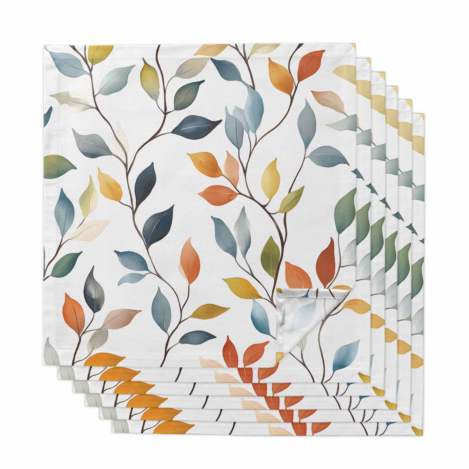 Colorful Leaf Cloth Napkins, Pastoral Botanical Summer Spring Washable ...