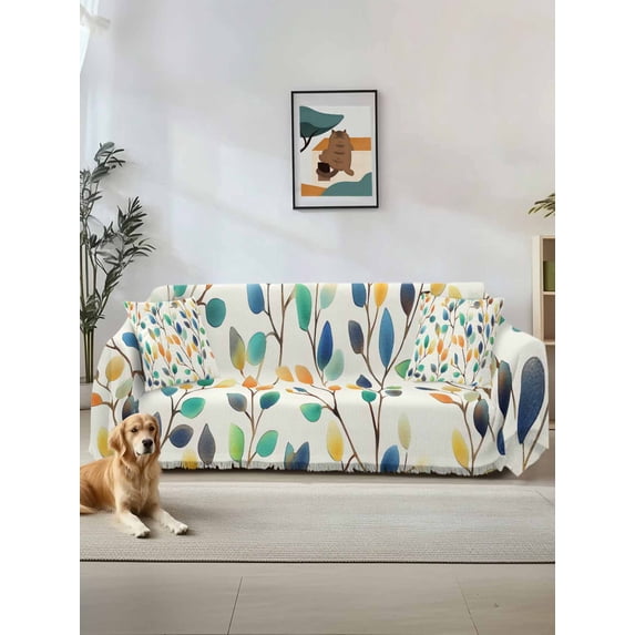 Colorful Leaf Couch Cover Sofa Covers 3 Cushion Sectional Couch, Spring ...