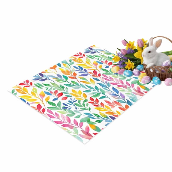 Colorful Leaf Door Mat Spring Watercolor Leaf Non Slip Absorbent ...