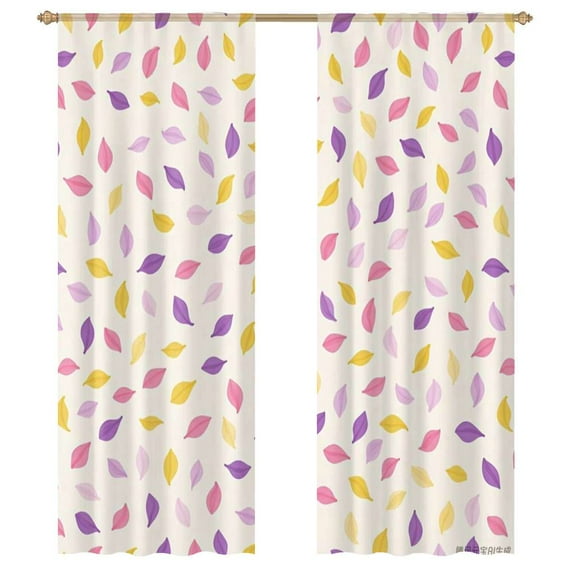 Colorful Leaf Pattern Fabric Tulle Curtains For Living Room Chiffon ...