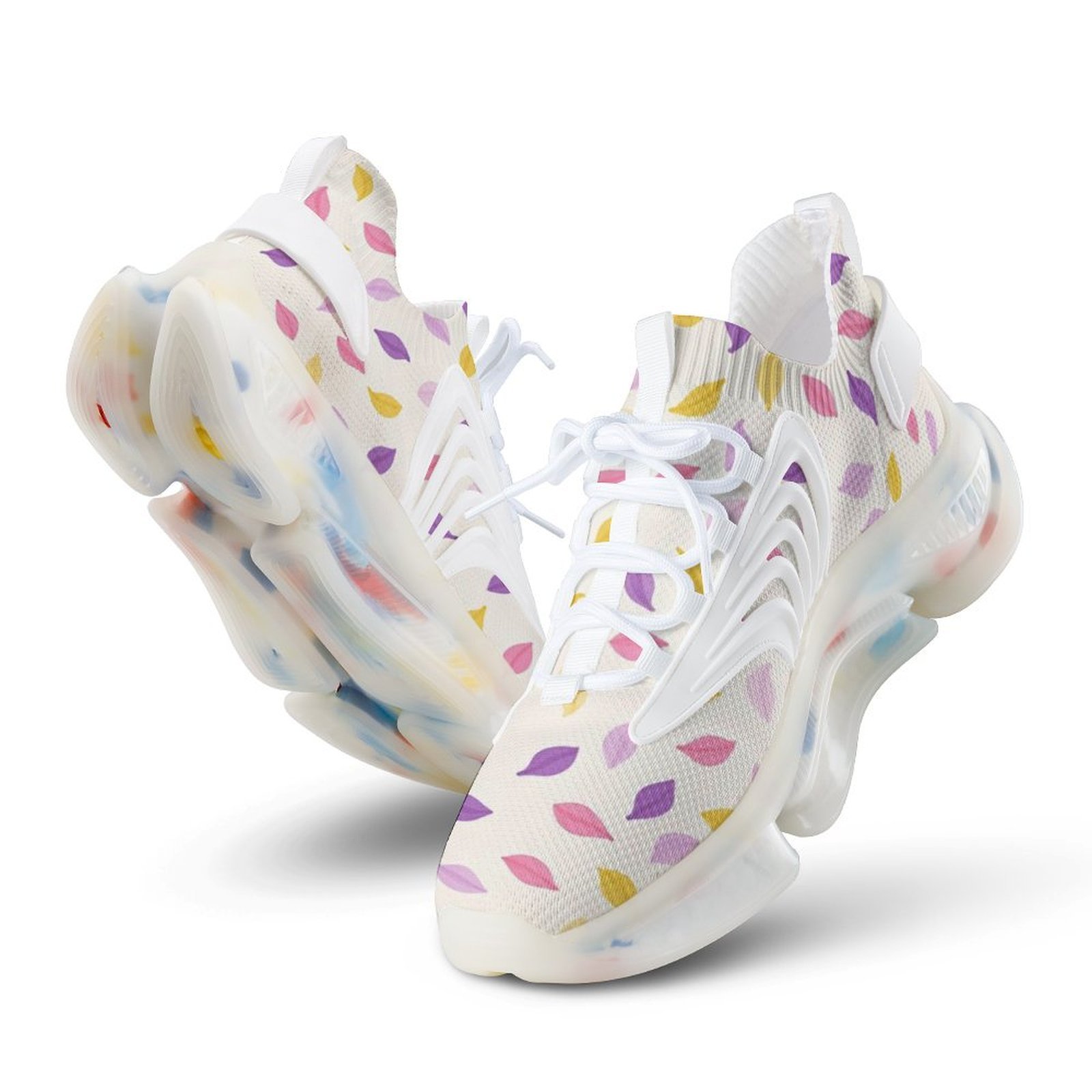 Colorful Leaf Pattern Fabric Walking Shoes for Men Woman Lightweight ...