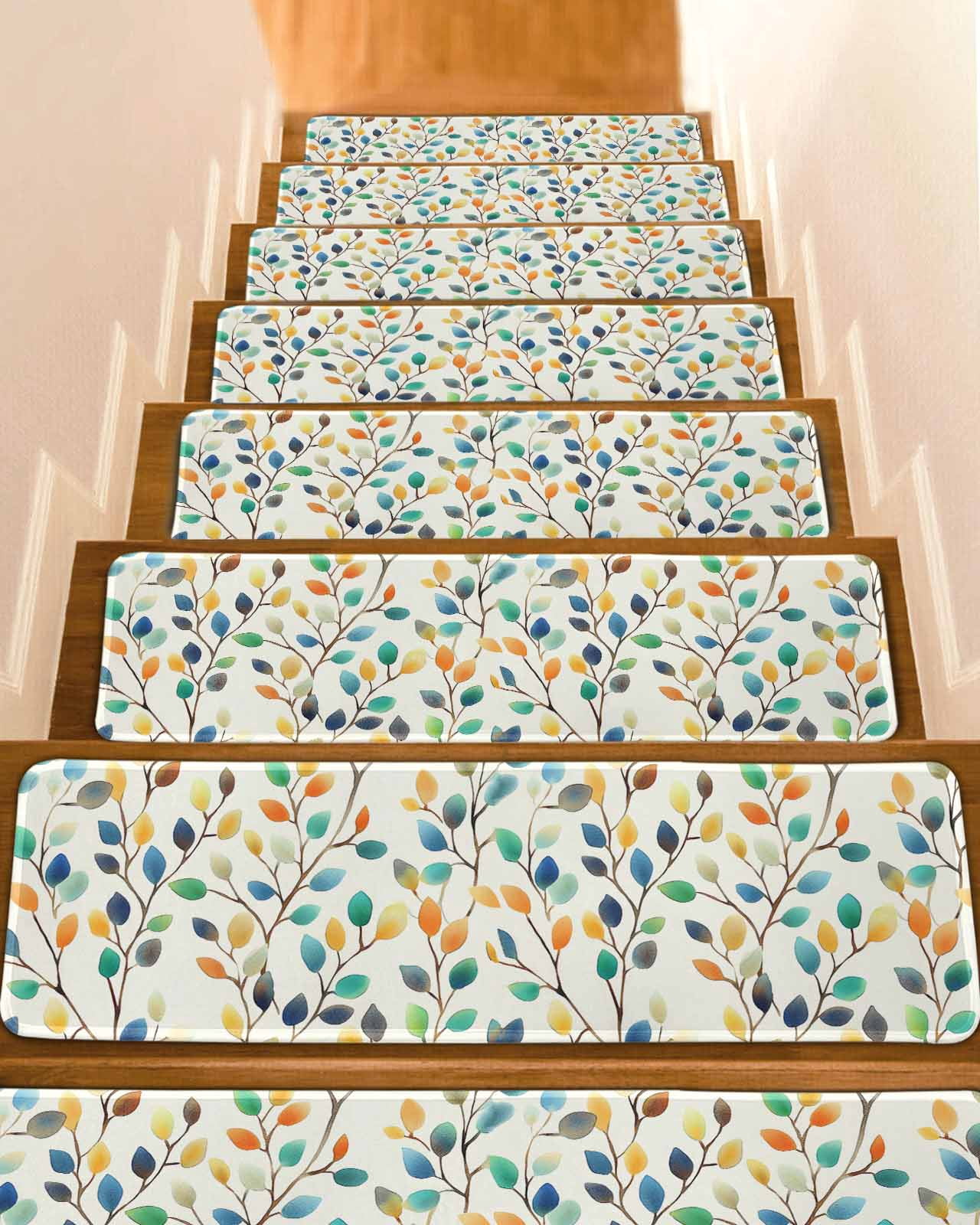 Colorful Leaf Stair Treads for Wooden Steps Indoor Runner Rug Carpet ...