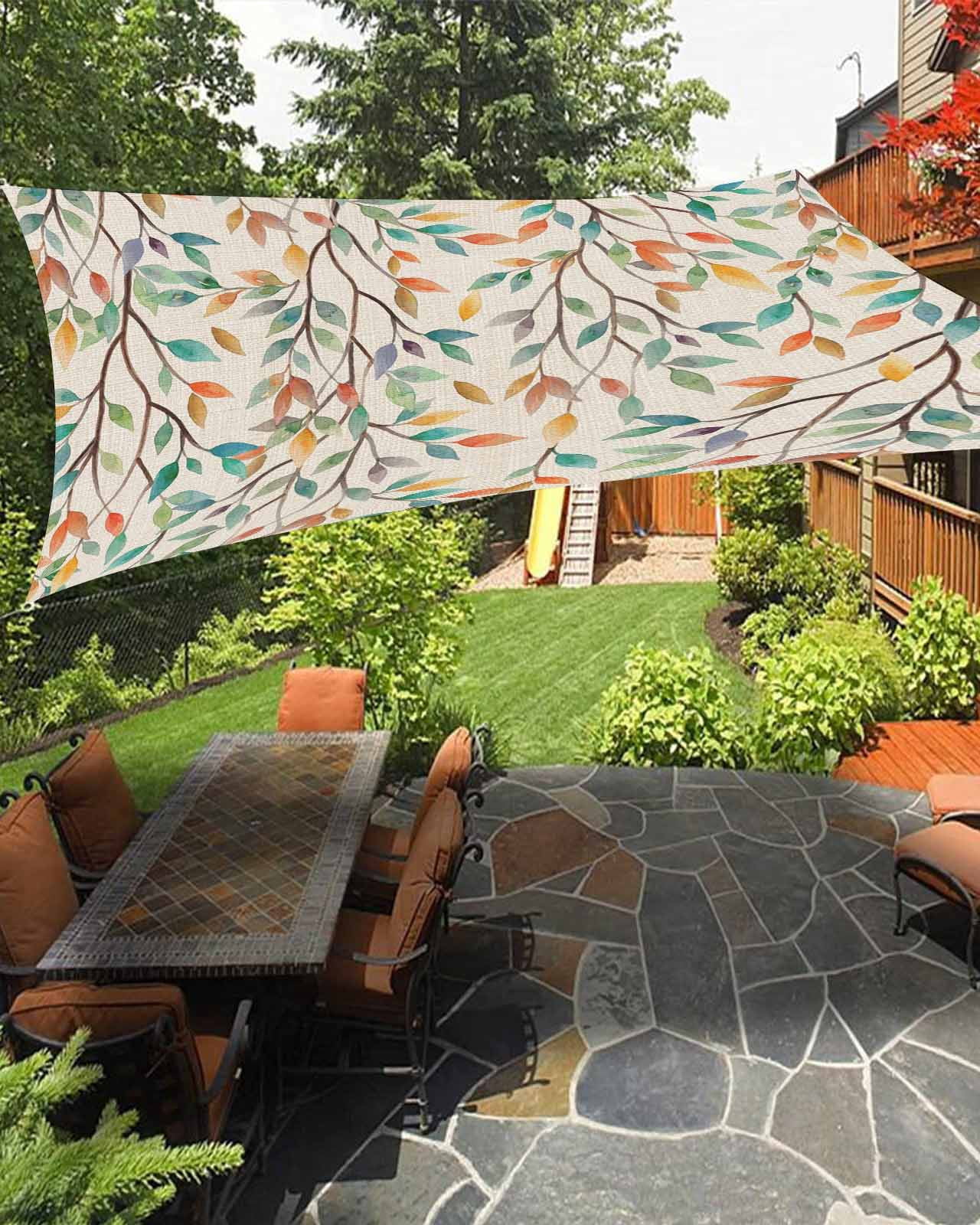 Colorful Leaf Sun Shade Sail 12'X16' Spring Watercolor Orange Green ...