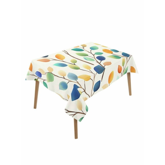 Colorful Leaf Table Cloth, Spring Summer Botanical Vintage Waterproof ...