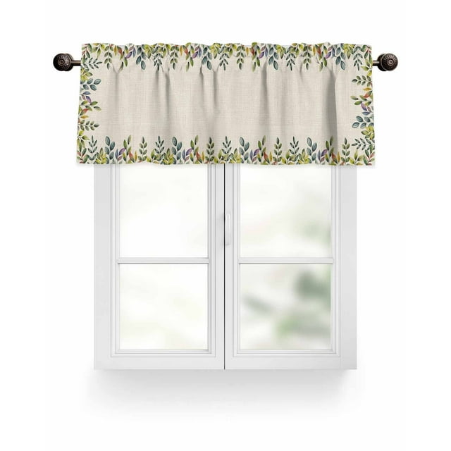 Colorful Leaf Valances for Windows Watercolor Pastoral Vintage Linen ...