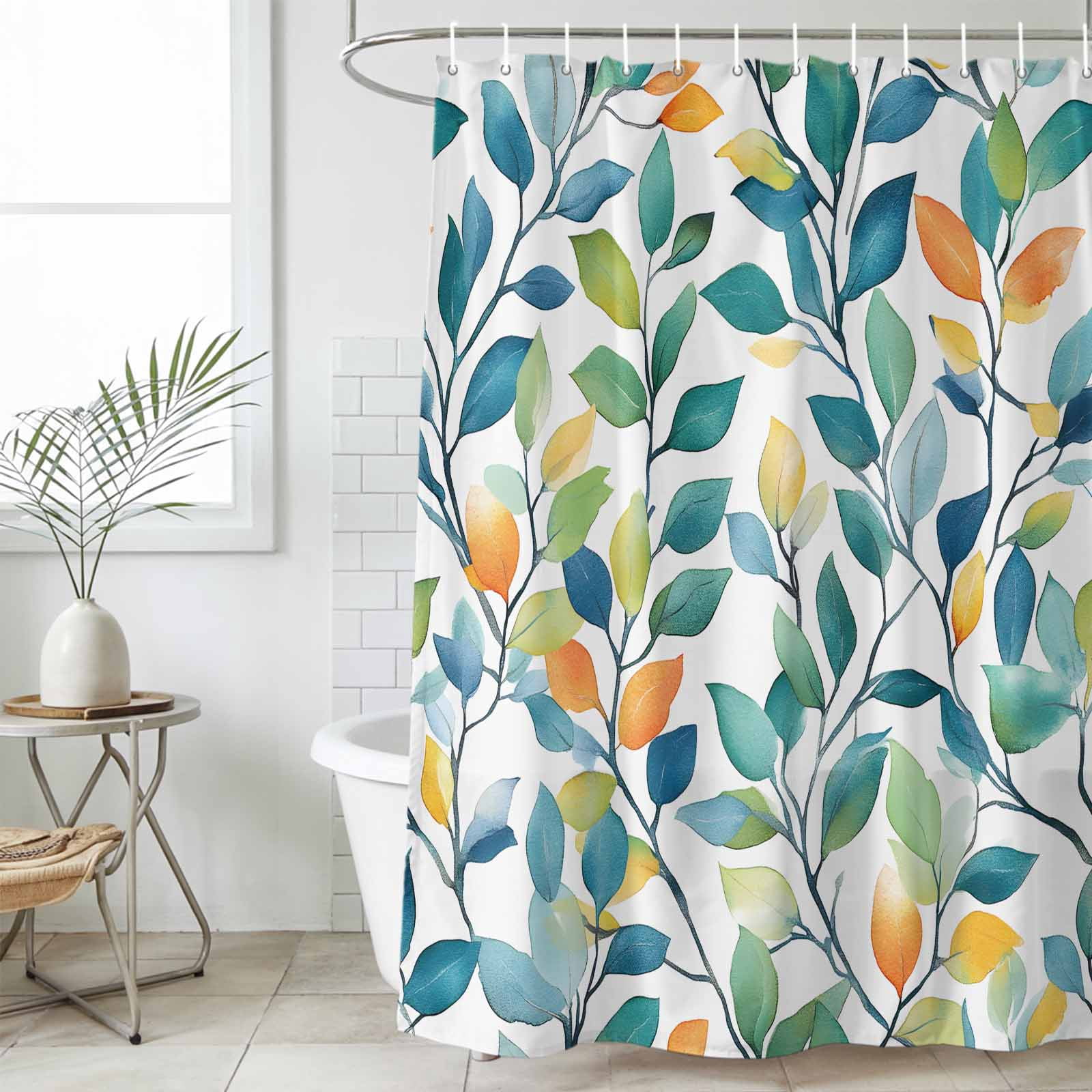 Colorful Leaf Waterproof Fabric Shower Curtain,Summer Pastoral Spring ...