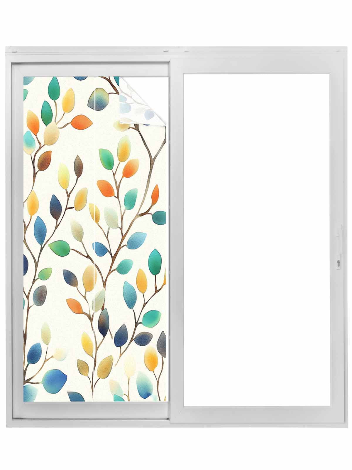 Colorful Leaf Window Privacy Film, Spring Vintage Botanical Summer ...