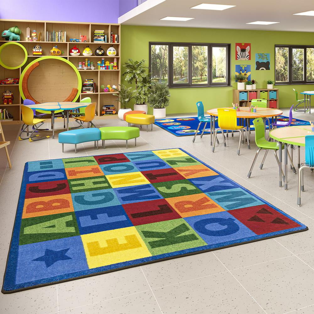 Colorful Learning 7'8" x 10'9" Multi-Color ABC Alphabet Area Rug for ...