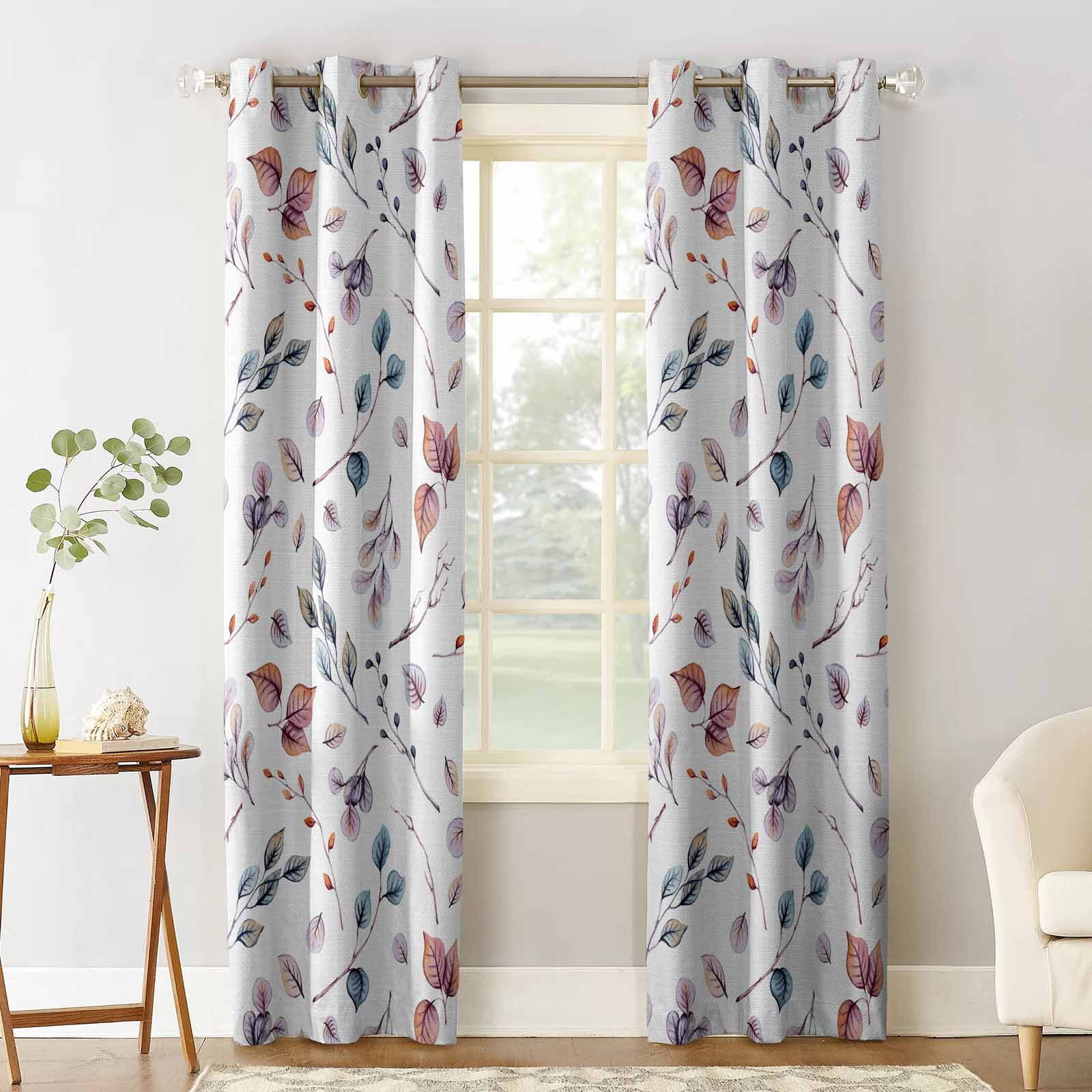 Colorful Leaves Blackout Curtains 84 Inches Length, Country Botanical ...