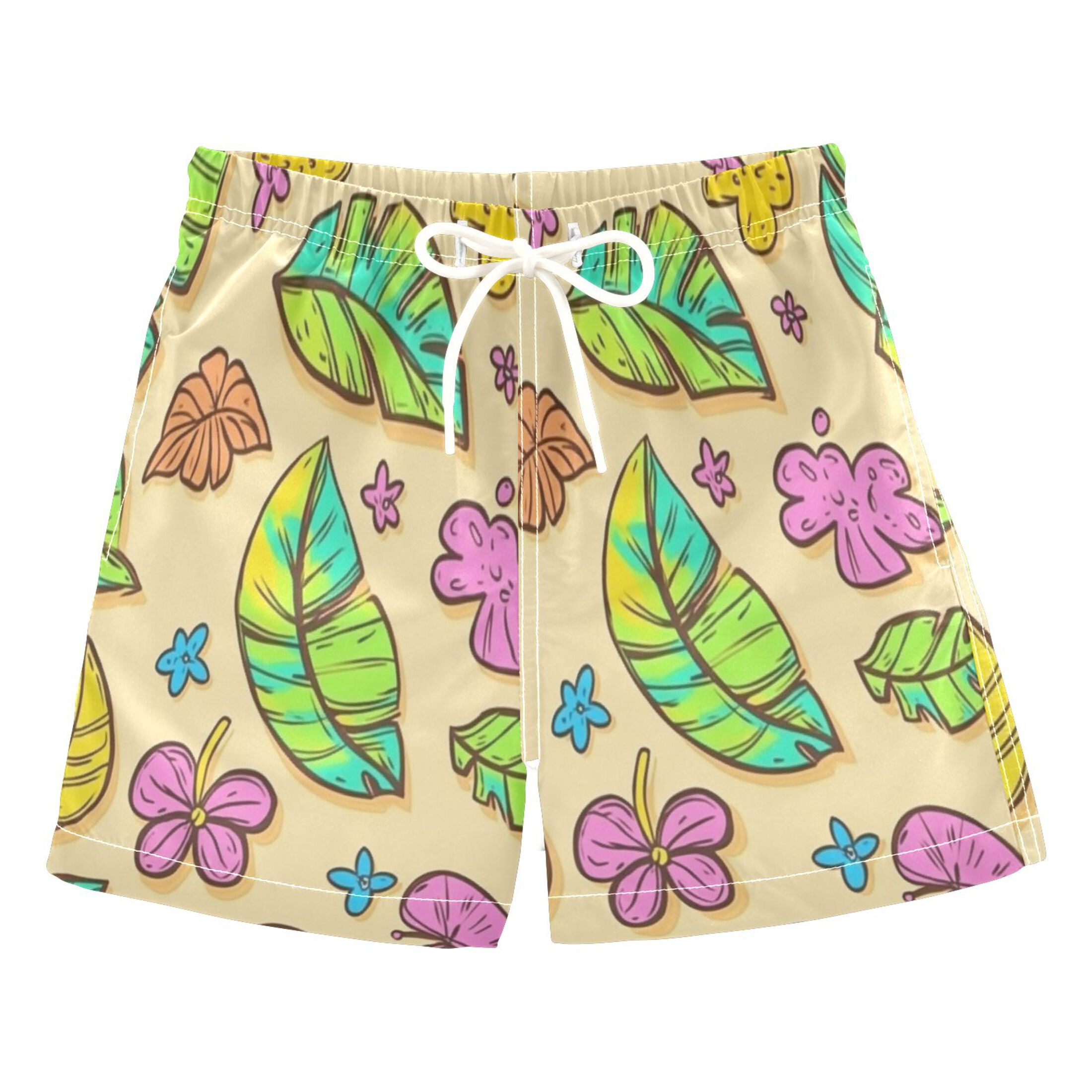 Colorful Leaves Boys' Swim Trunks Beach Pool Shorts Quick Dry Soft ...