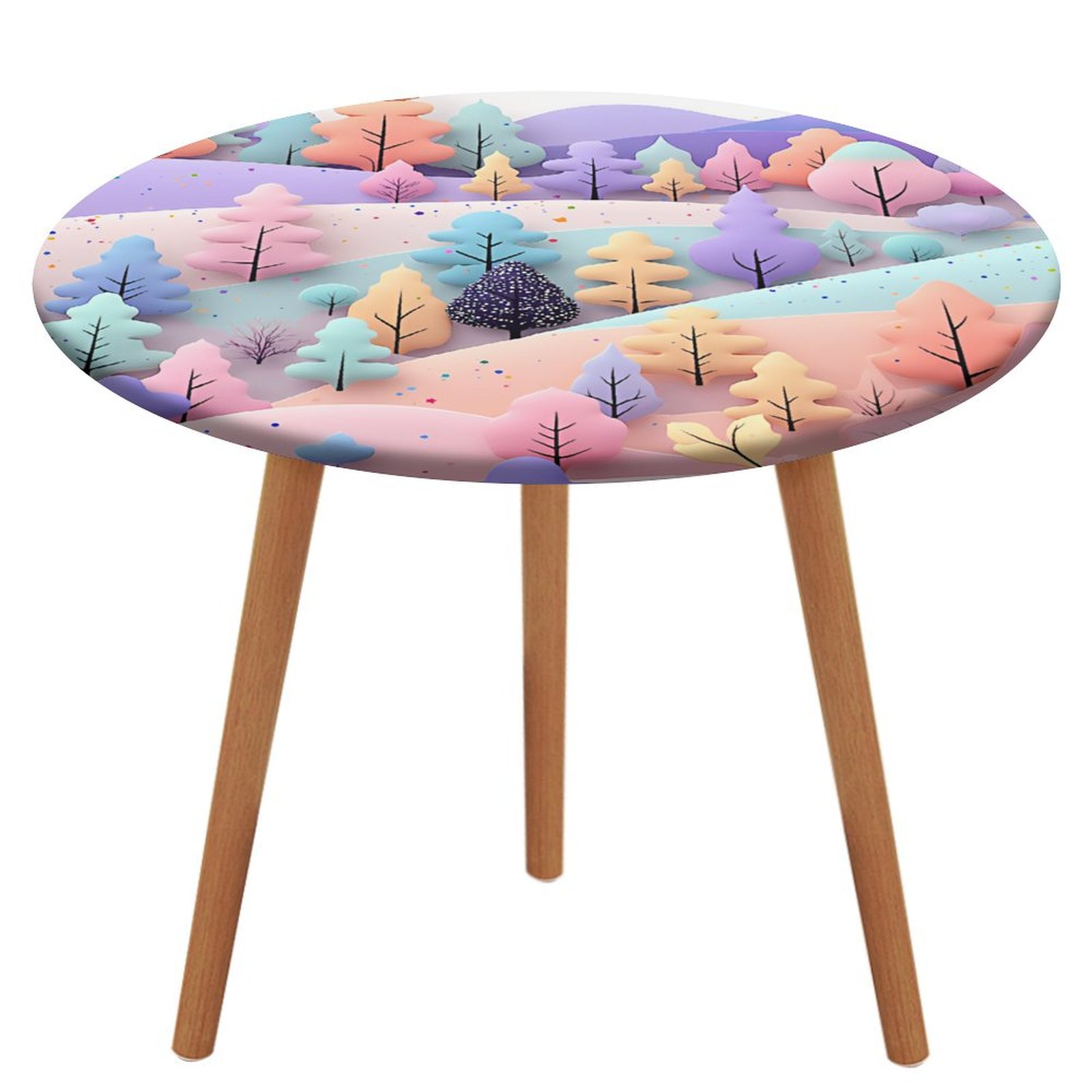 Colorful Leaves Floral Flowers Eiffel Tower Pattern Round Tablecloth ...