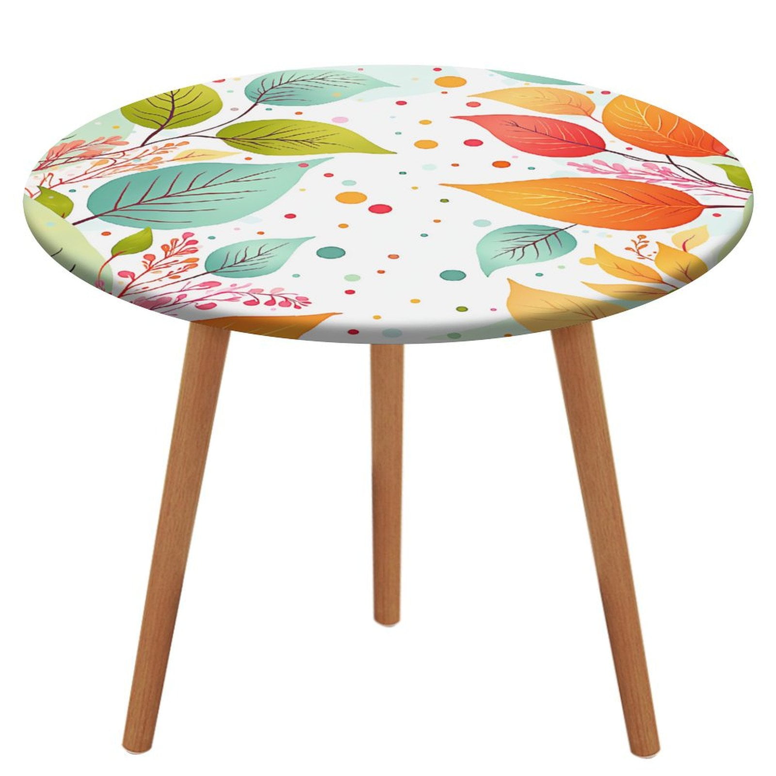 Colorful Leaves Floral Flowers Eiffel Tower Pattern Round Tablecloth ...