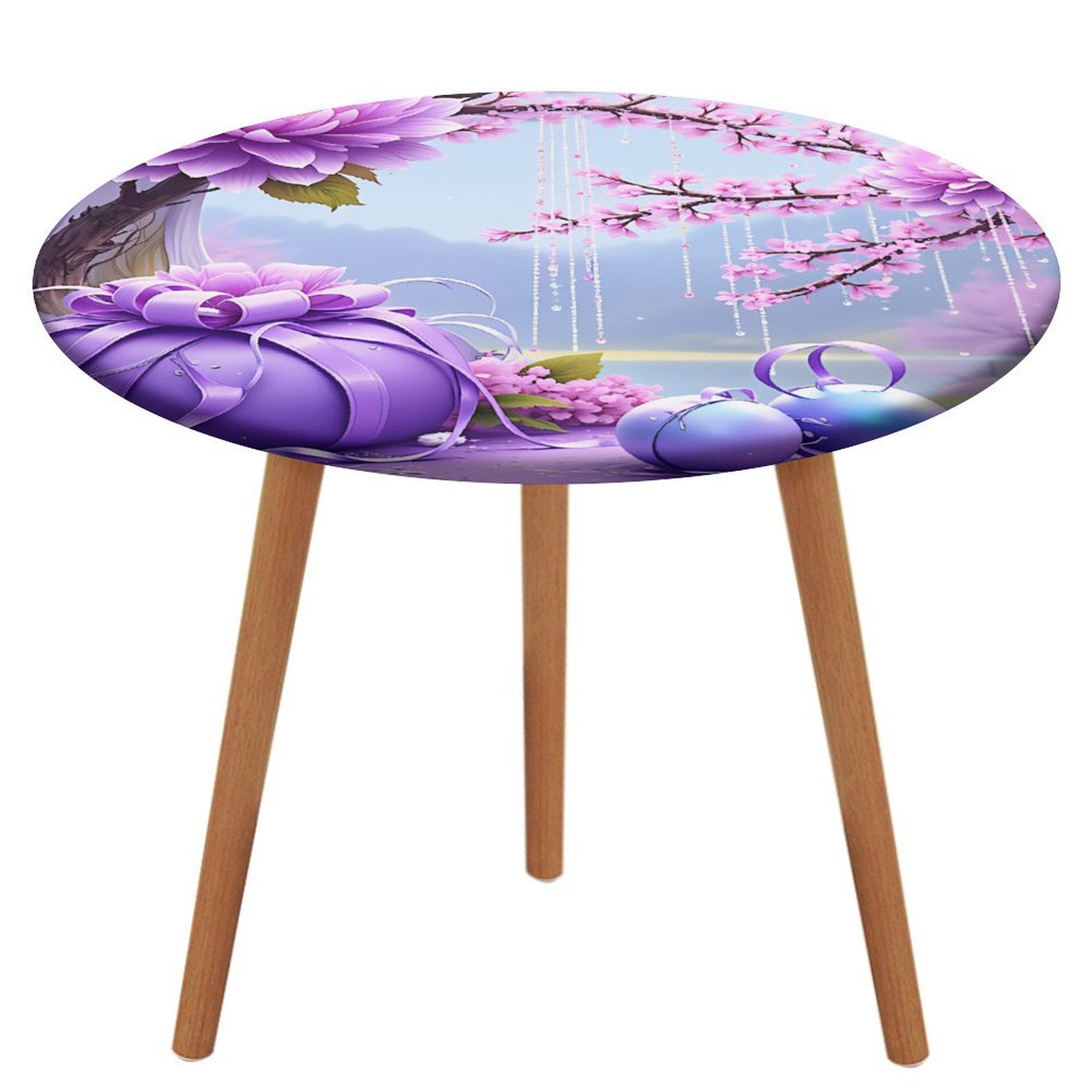 Colorful Leaves Floral Flowers Eiffel Tower Pattern Round Tablecloth ...