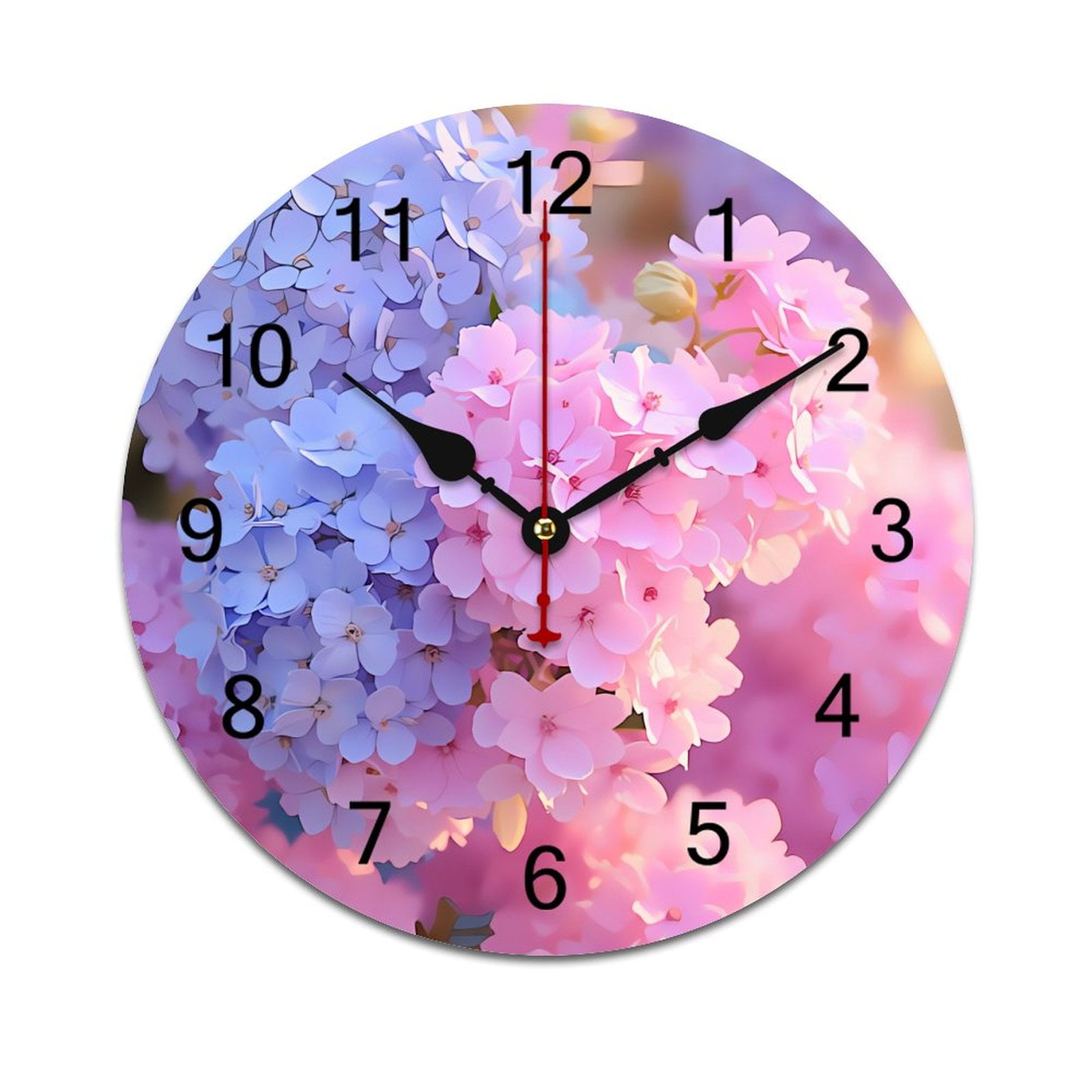 Colorful Leaves Floral Flowers Eiffel Tower Printed Silent Wall Clock ...