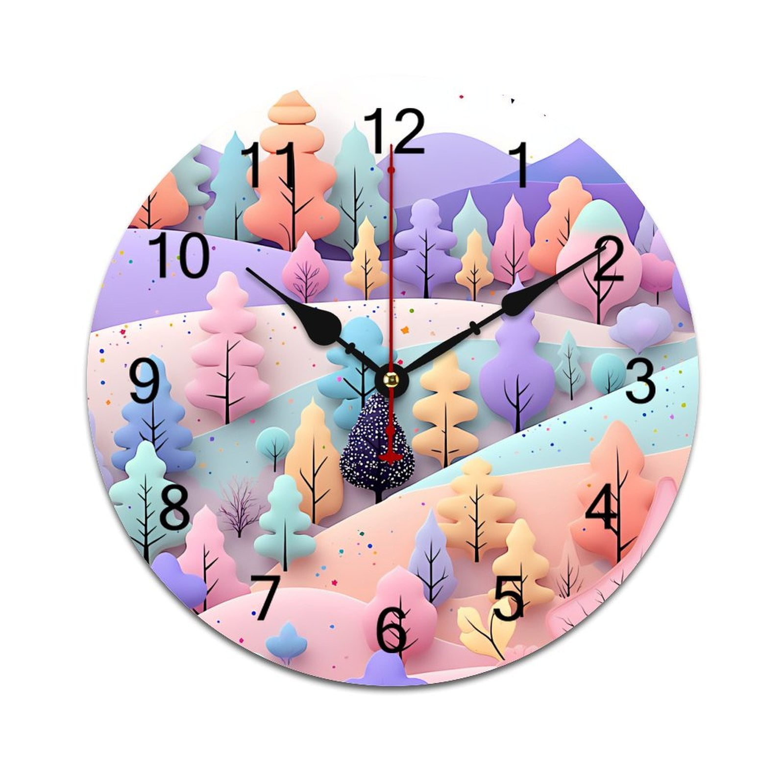 Colorful Leaves Floral Flowers Eiffel Tower Time Decorative Wall Clocks ...