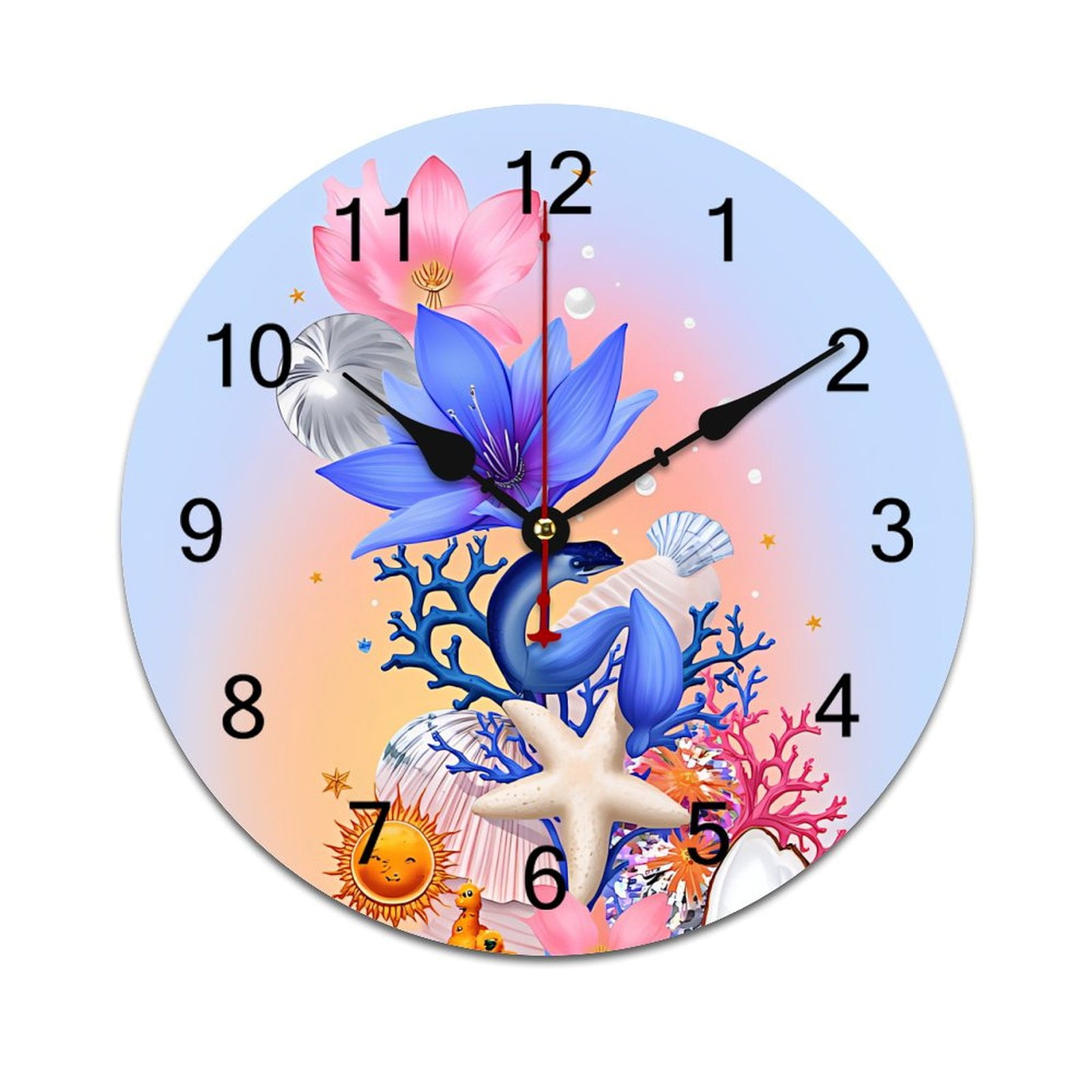 Colorful Leaves Floral Flowers Eiffel Tower Time Decorative Wall Clocks ...