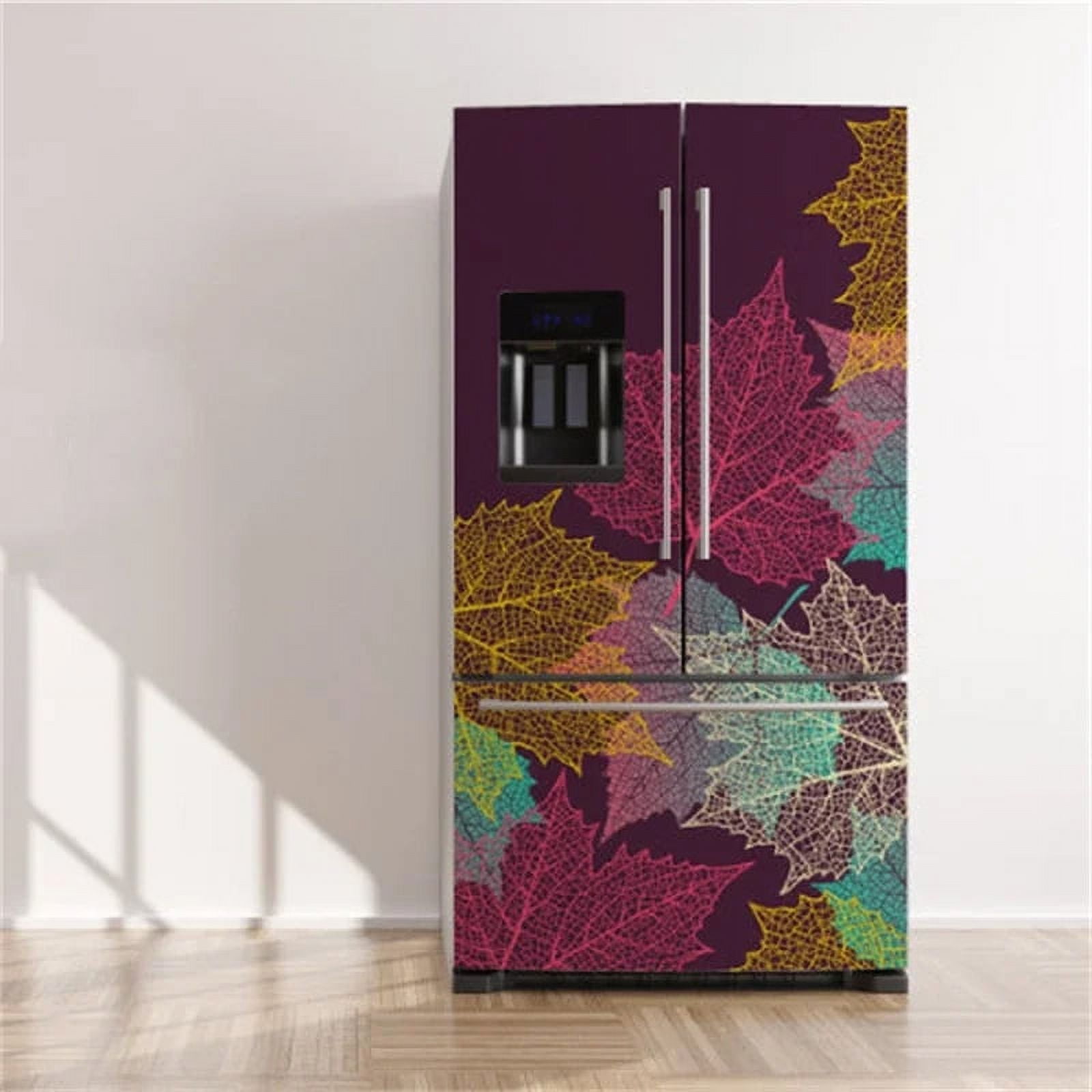Colorful Leaves Refrigerator Sticker Decal Autumn Fallen Leaf Fridge ...