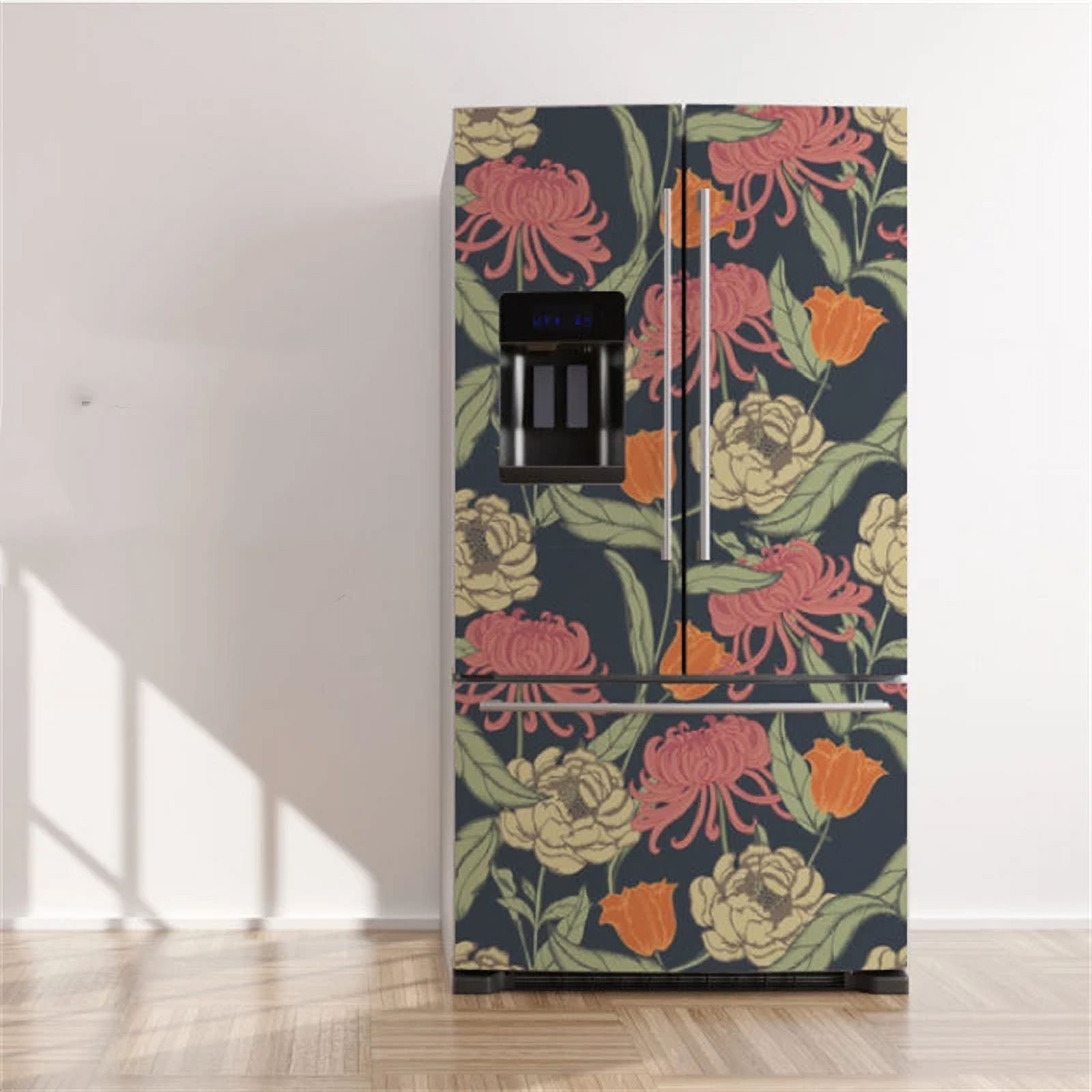 Colorful Leaves Refrigerator Wallpaper Decal Autumn Fallen Leaf Fridge ...