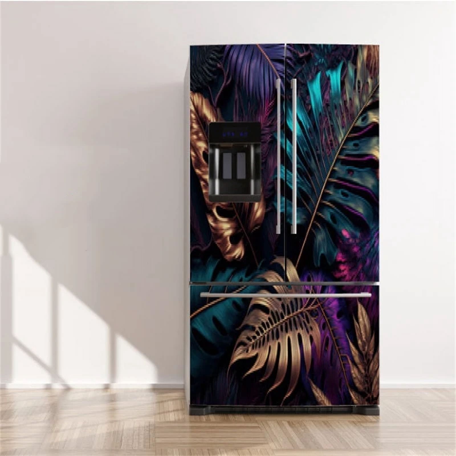 Colorful Leaves Refrigerator Wallpaper Decal Autumn Fallen Leaf Fridge ...