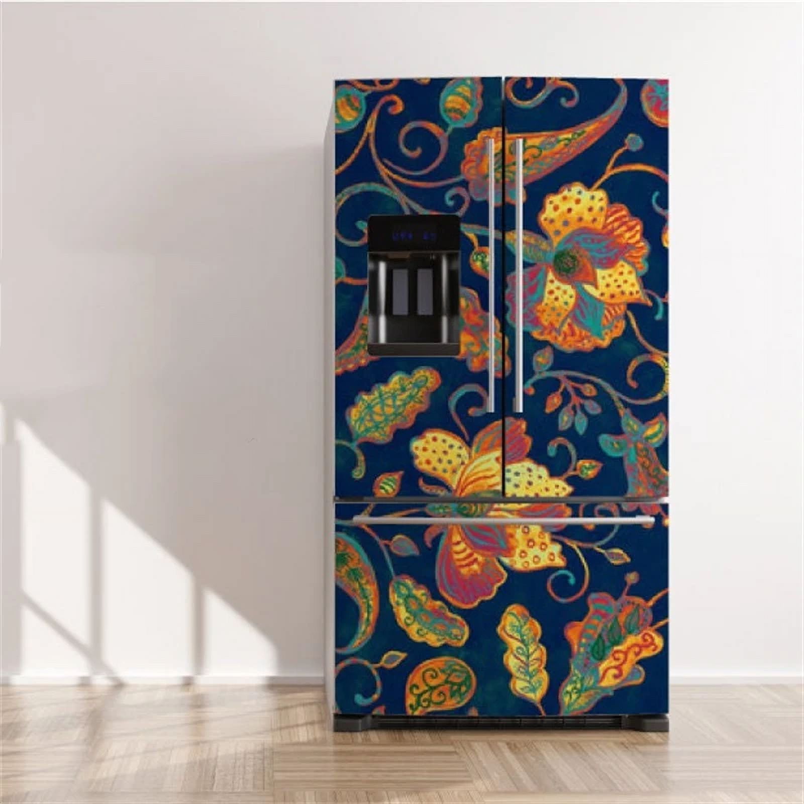 Colorful Leaves Refrigerator Wallpaper Decal Autumn Fallen Leaf Fridge ...