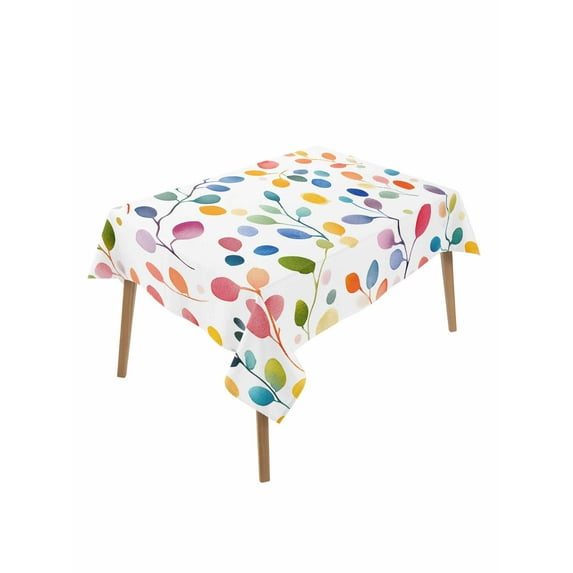 Colorful Leaves Table Cloth, Modern Boho Painting Plant Branch ...