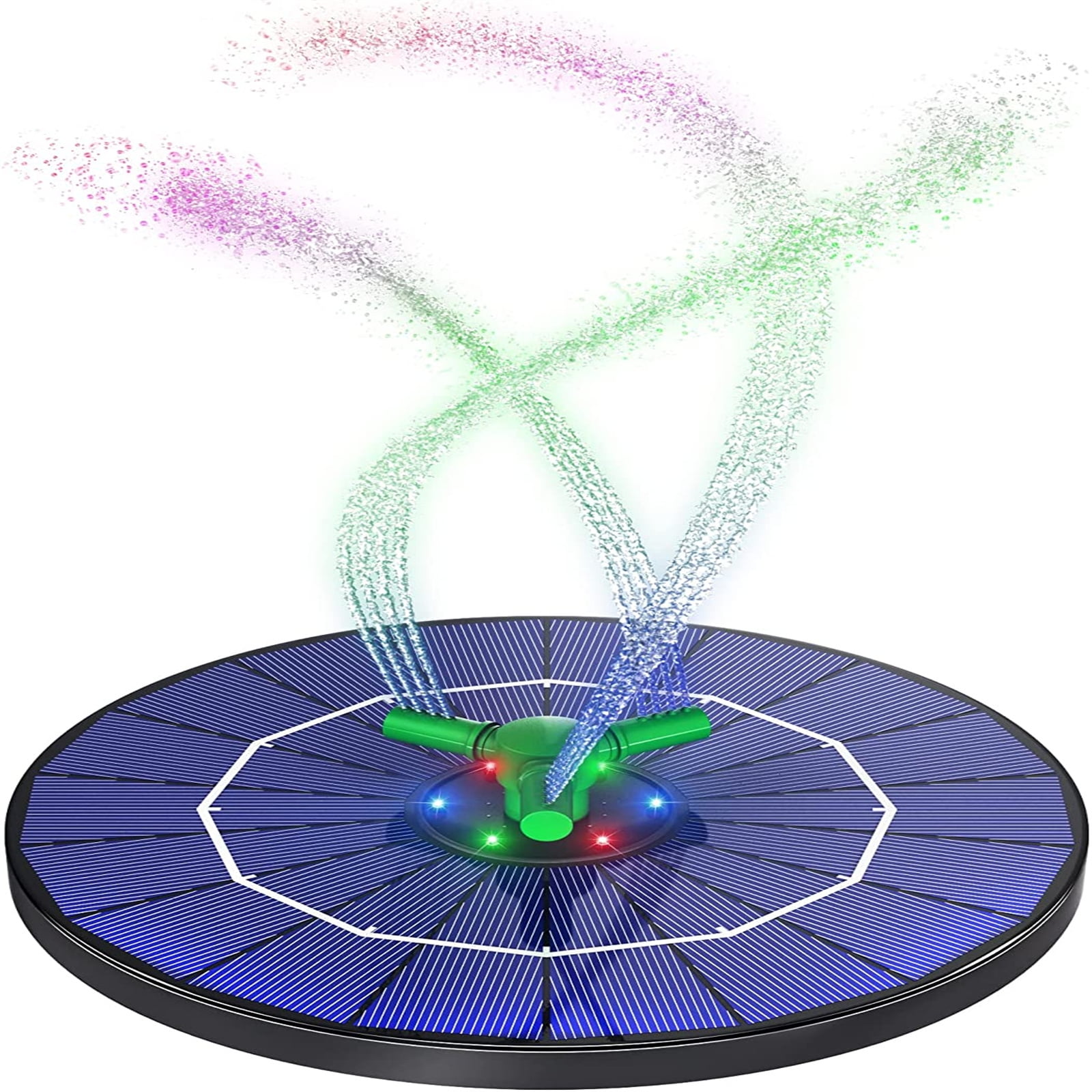 Colorful Led Solar Fountain With Rotating Nozzle High Power Water Pump ...