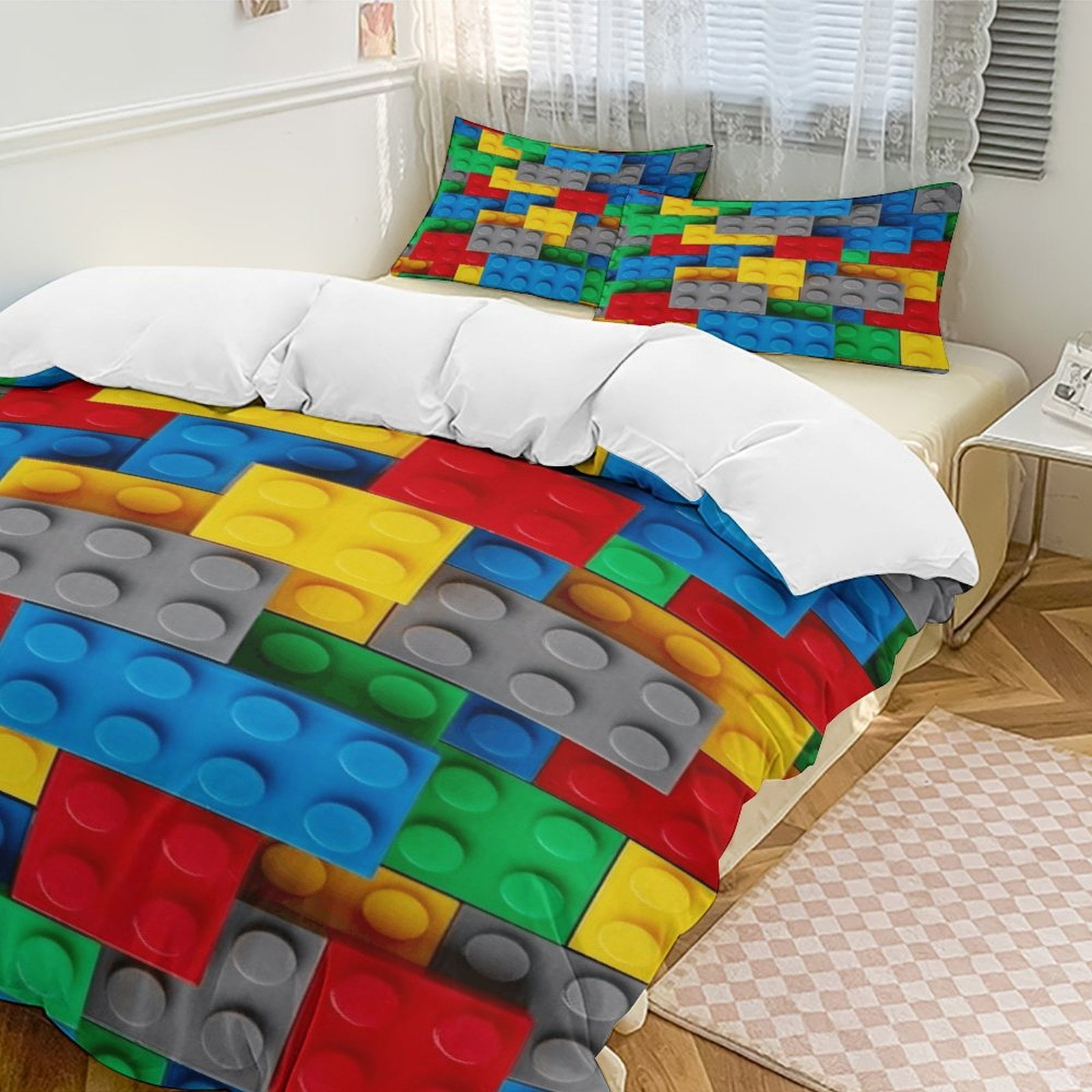 Colorful Lego Blocks Pattern Duvet Cover Set Bedding Set Polyester ...